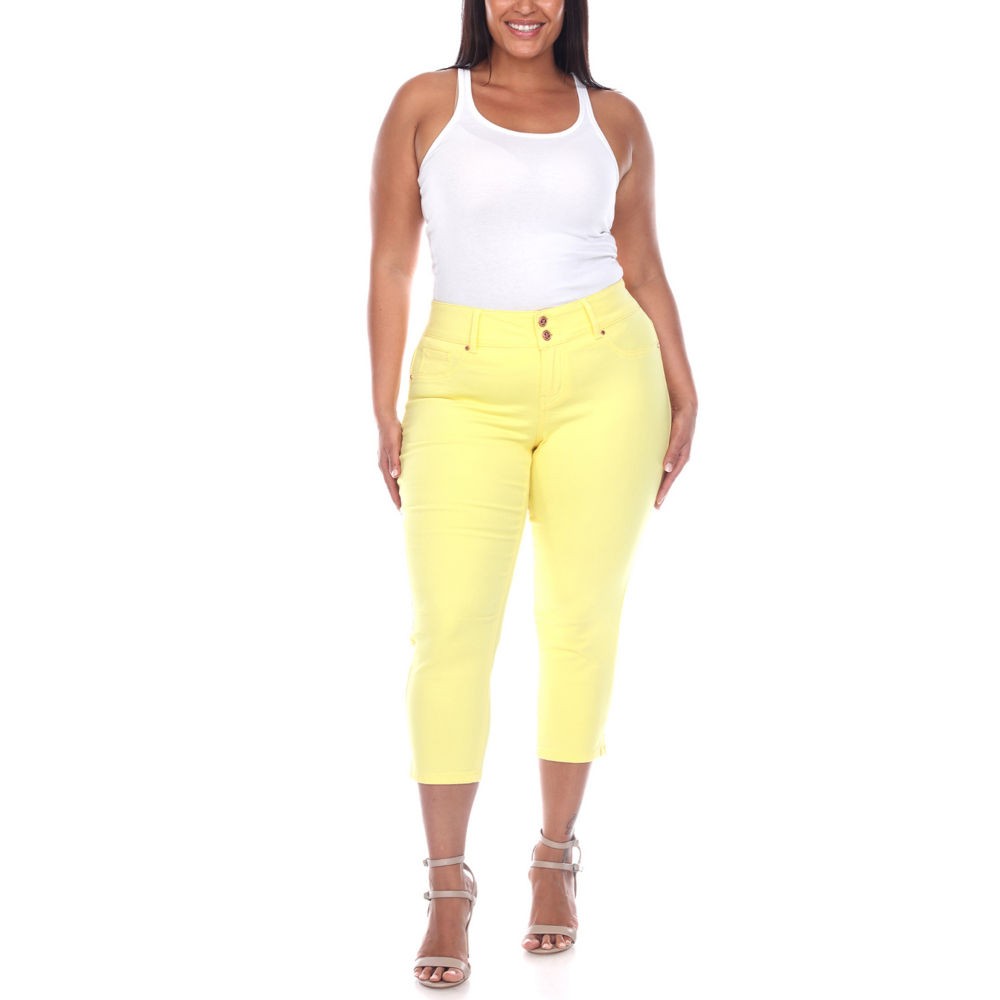 White Mark Mid Rise Plus Capris, 20, Yellow Deals and Price History at ...