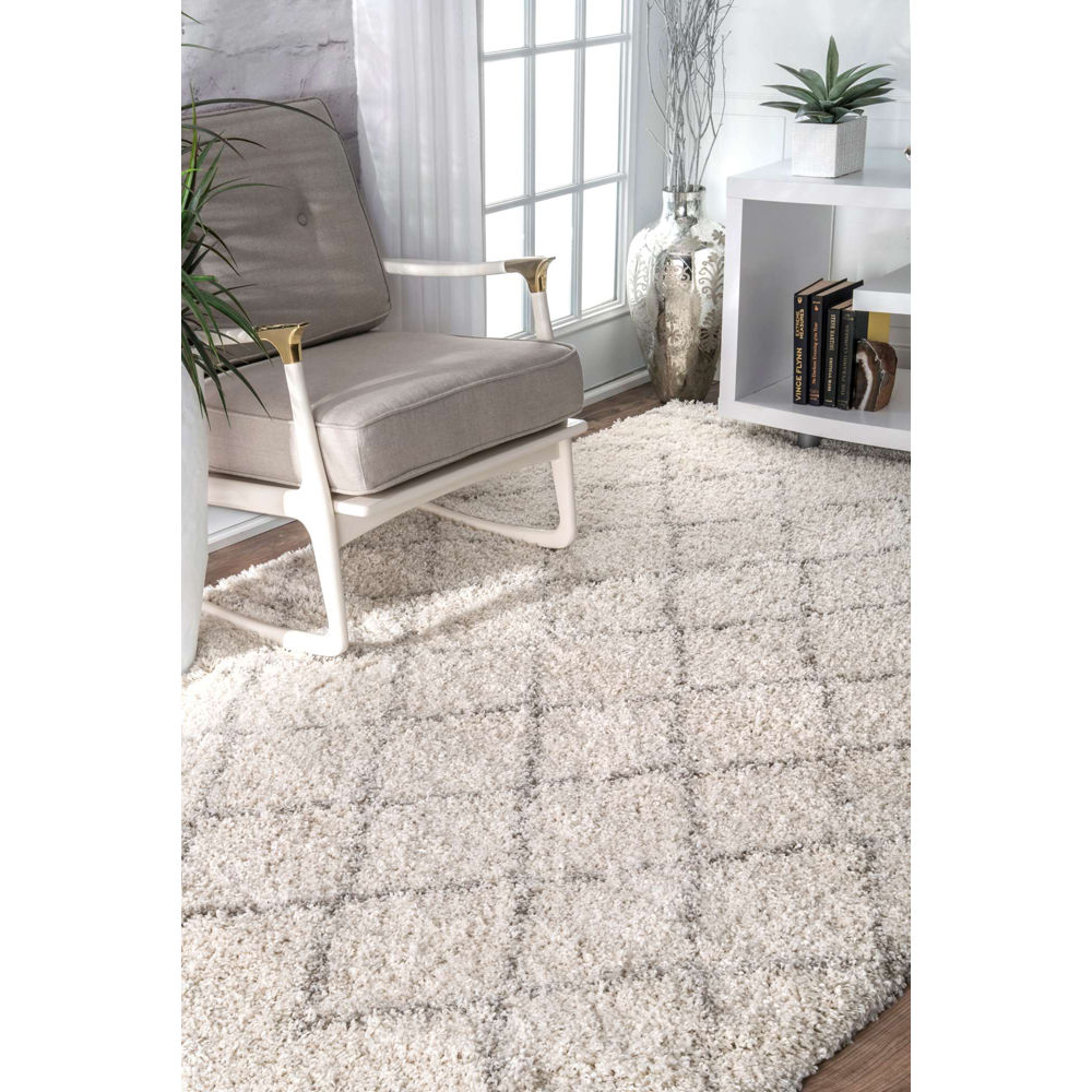 nuLoom Edwin Trellis Shaggy Area Rug, One Size , White Deals and Price ...