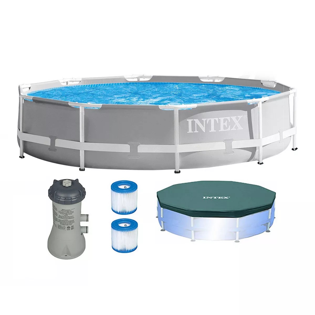Intex 10' x 30" Above Ground Pool w/ Cartridge Filter Pump, 2 Filters ...