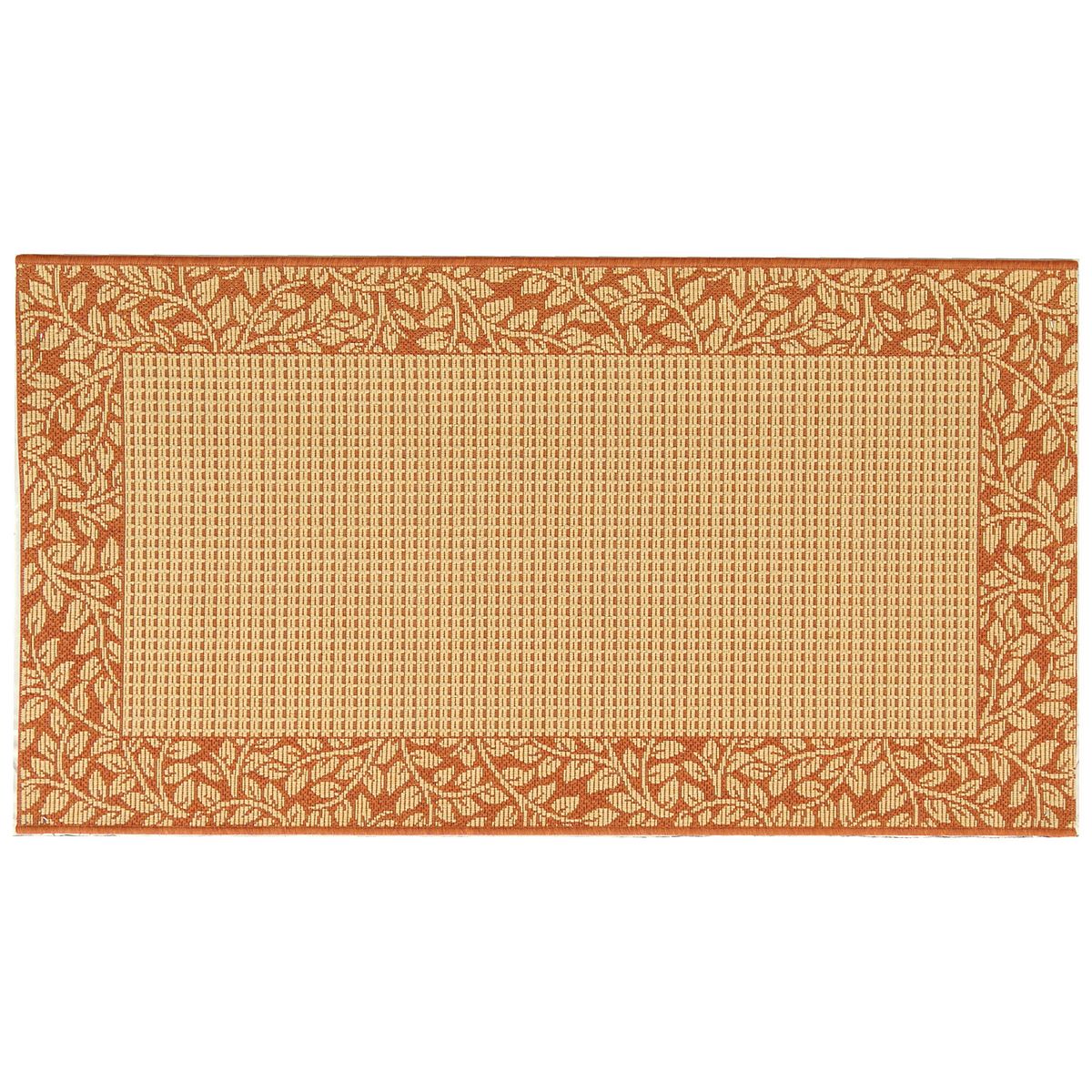 Safavieh Courtyard Leaves Wide Border Indoor Outdoor Rug, Beig/Green ...