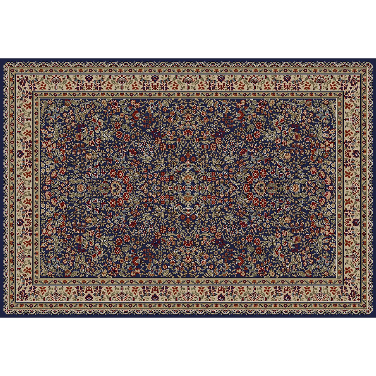 Merinos Sarouk Floral Framed Rug - 5'3'' x 7'7'', Blue, 5X8 Ft Best ...