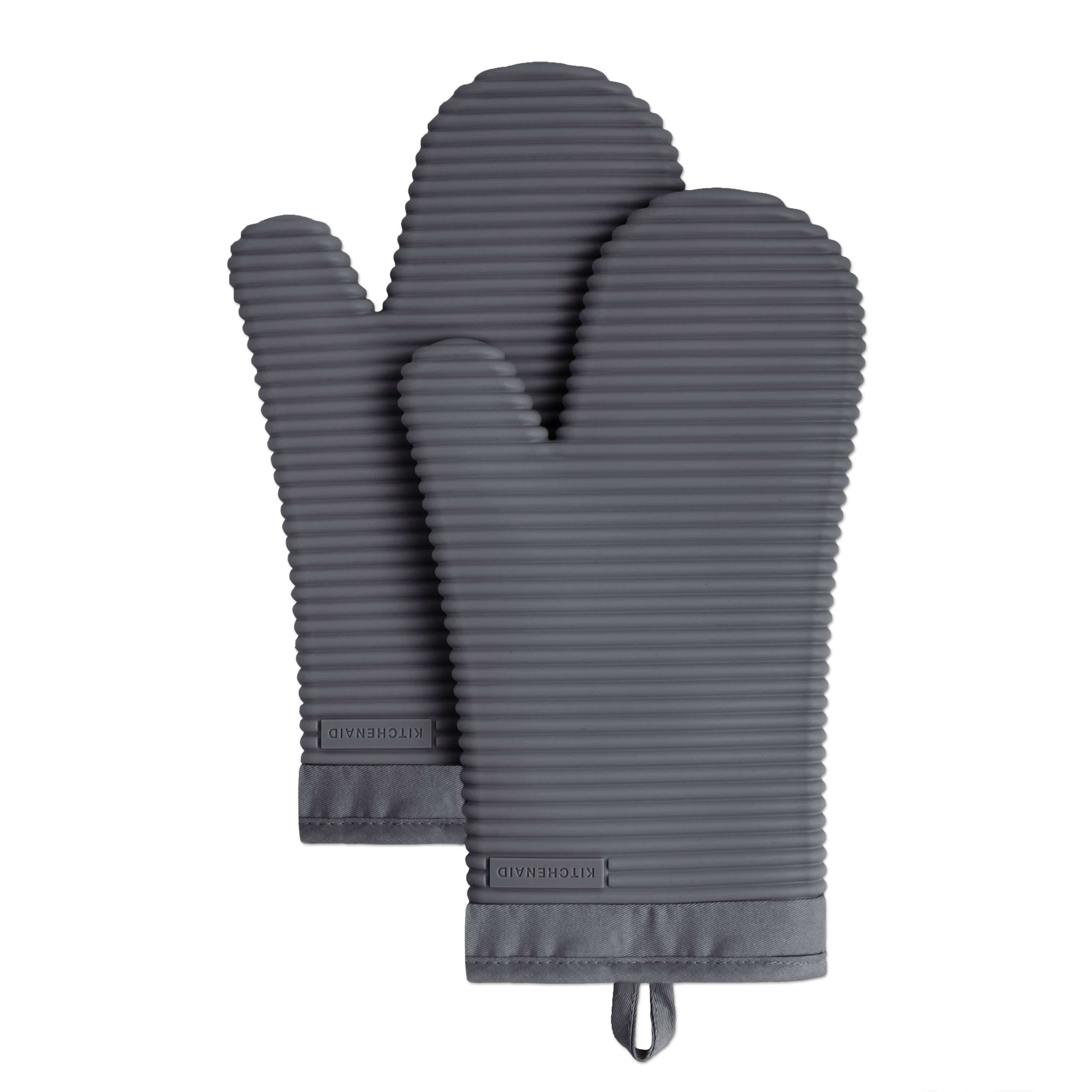 KitchenAid 2-Pack Cotton Solid Oven Mitt Set Polyester in Gray ...