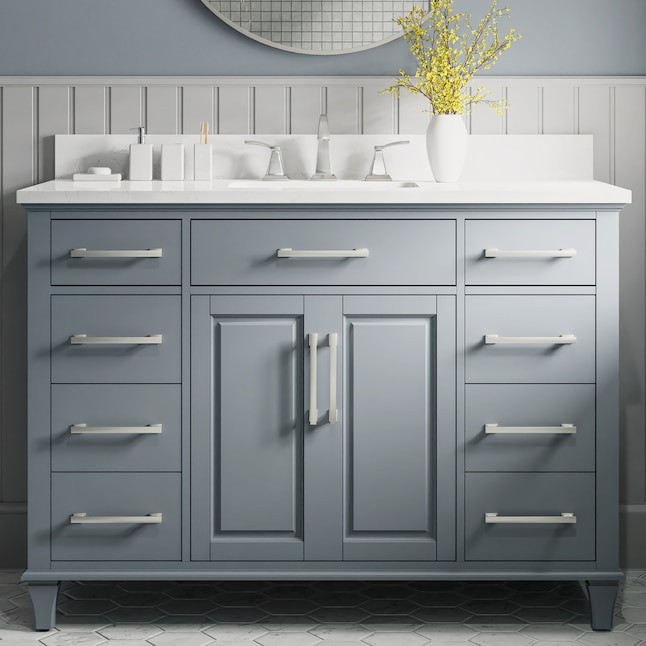 allen + roth Brookview 48-in Slate Blue Undermount Single Sink Bathroom ...
