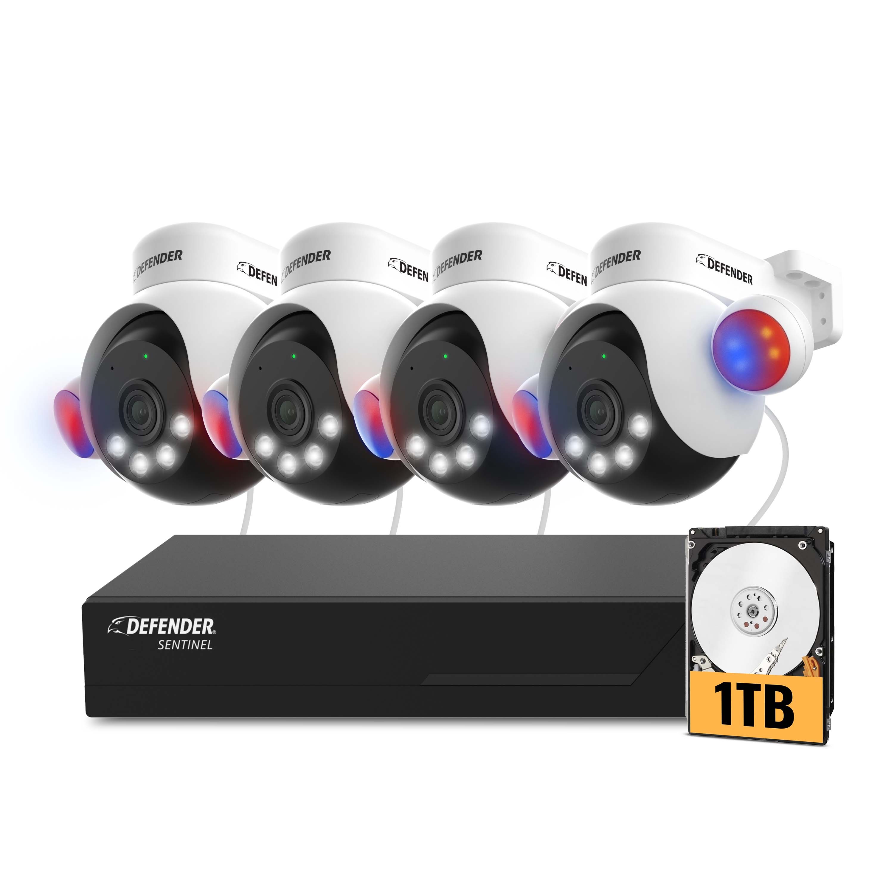 Defender Sentinel AI PTZ Indoor/Outdoor 8-Channel 4-Camera 4K Plug-in ...