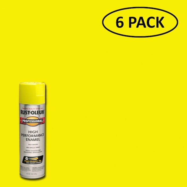 Rust-Oleum Professional 6-Pack Gloss Safety Yellow Spray Paint (NET WT ...