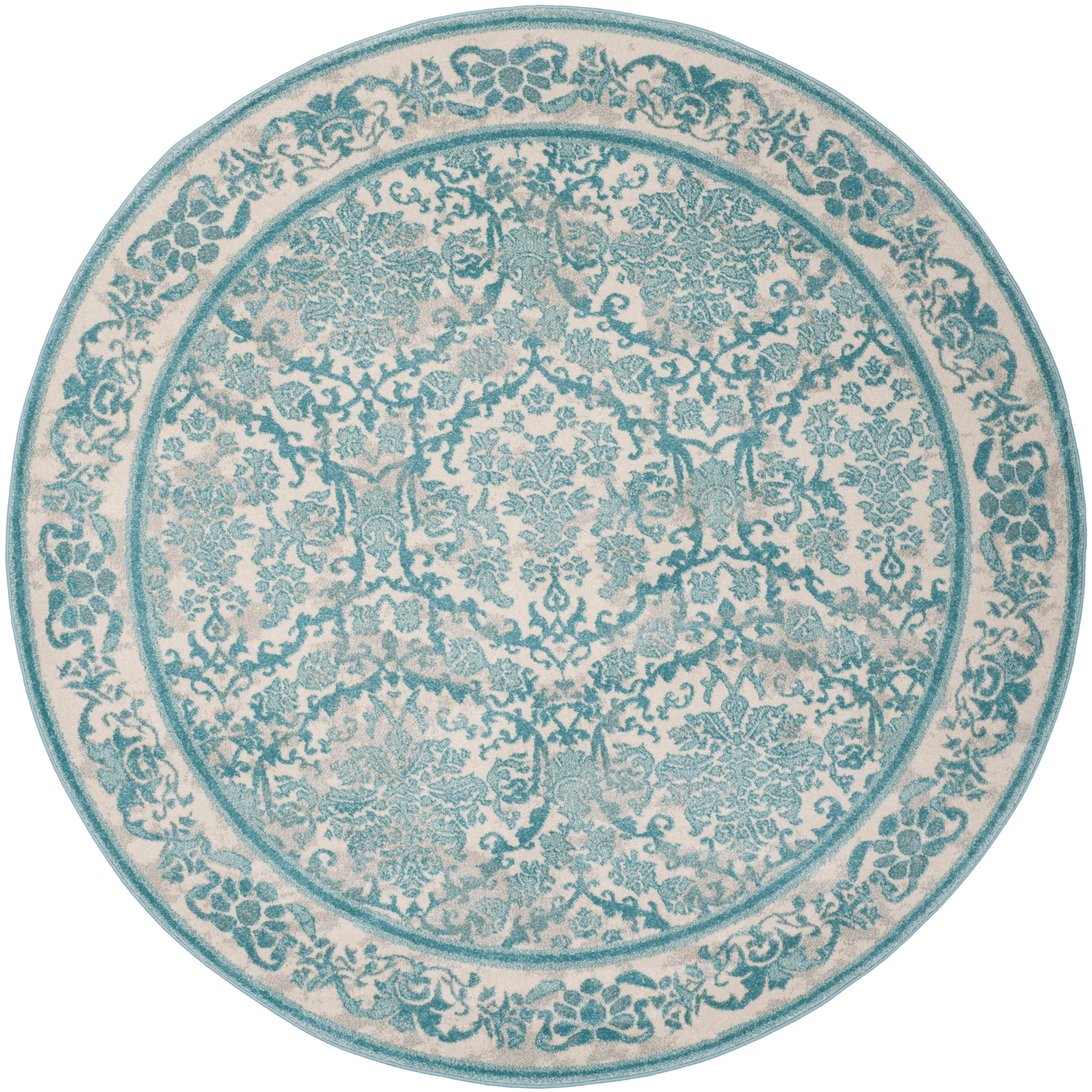 Safavieh Evoke Penny 7 X 7 (ft) Ivory/Light Blue Round Indoor Floral ...