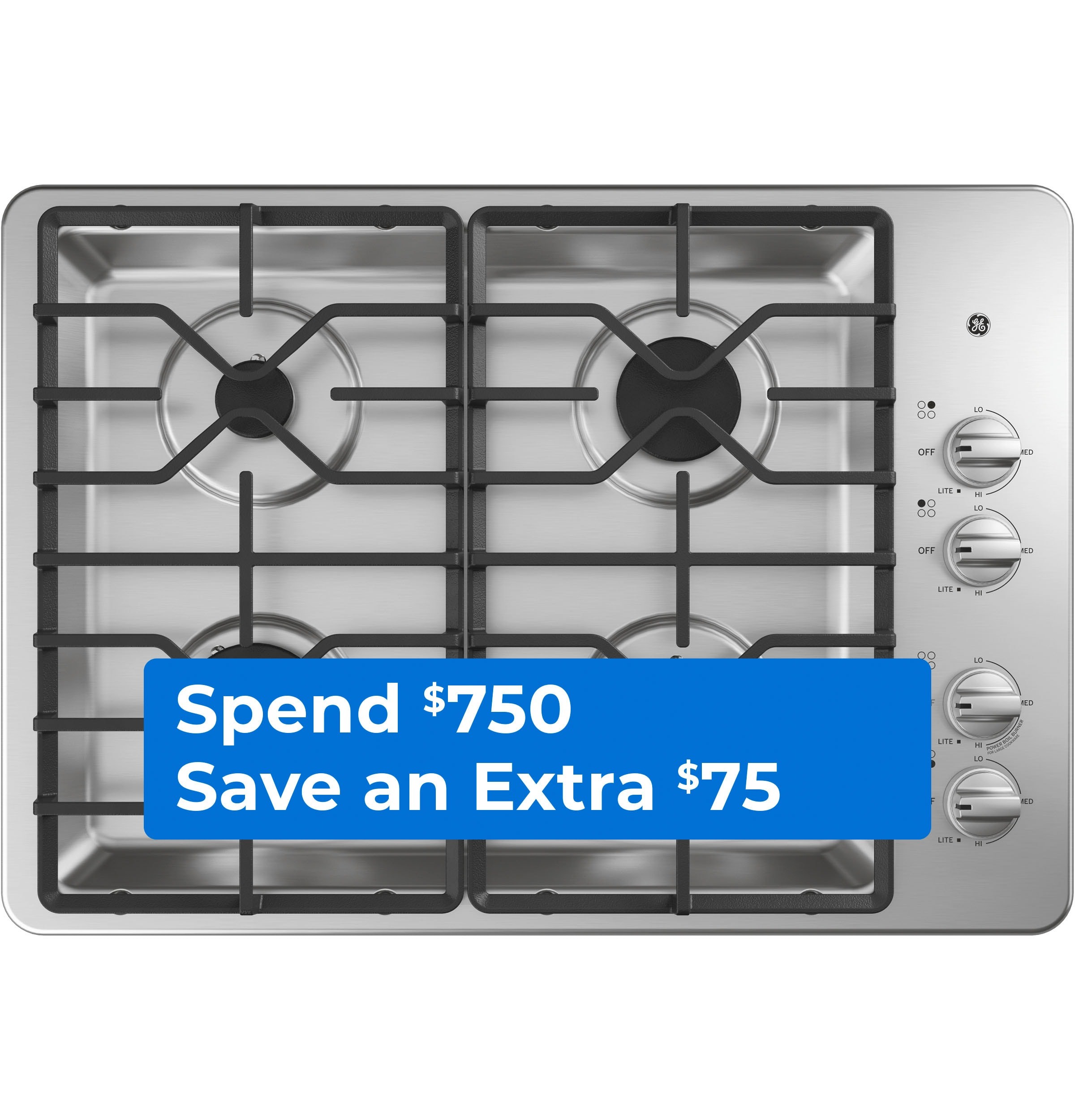 GE 30-in 4 Burners Stainless Steel Gas Cooktop | JGP3030SLSS Best Deals ...