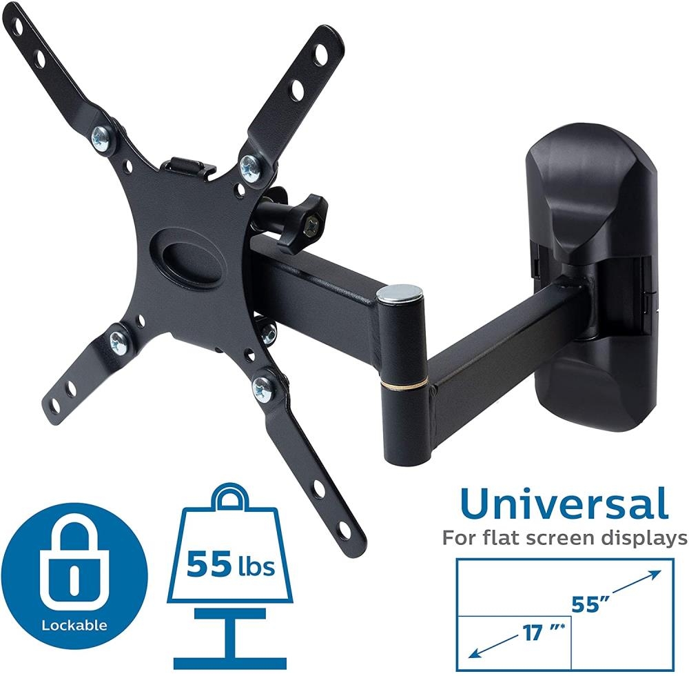Philips Full motion Indoor Wall TV mount Fits TVs up to 55-in ...