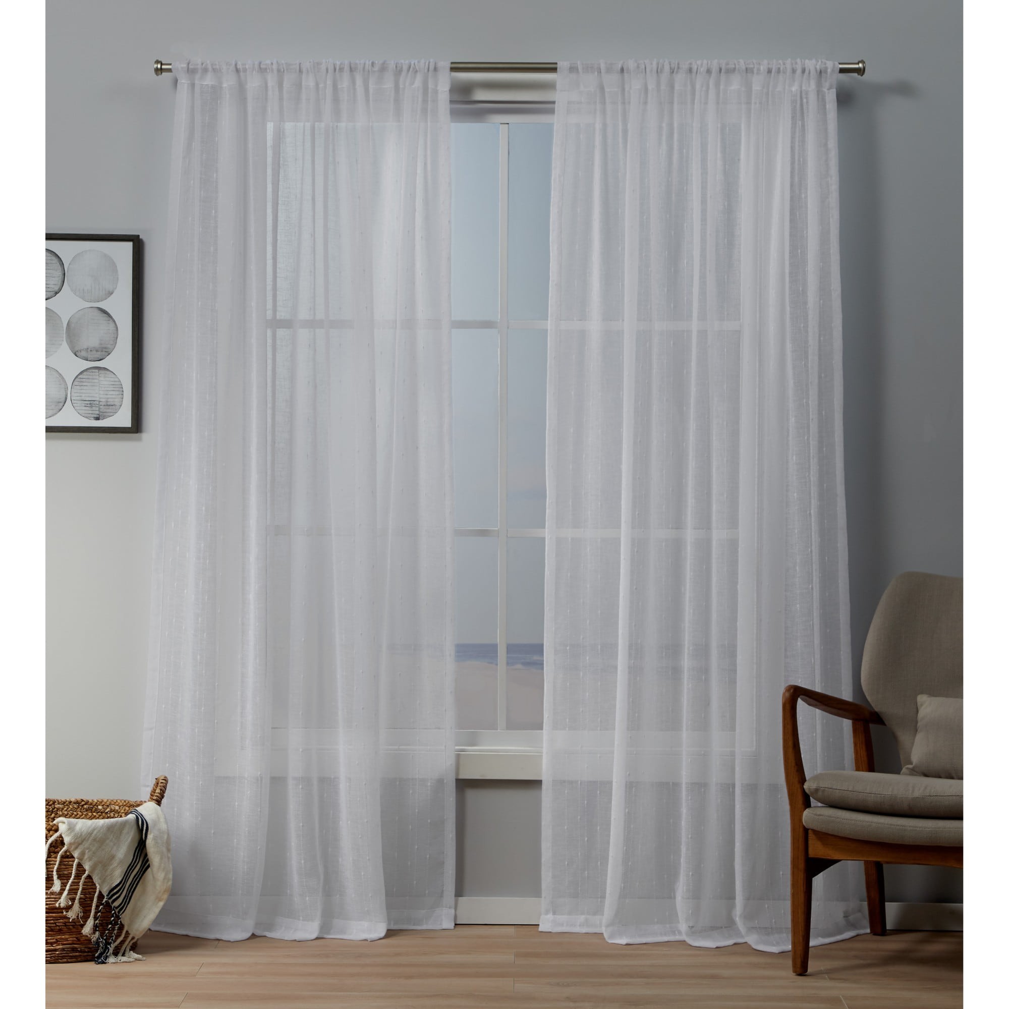 Exclusive Home 84-in White Sheer Rod Pocket Curtain Panel Pair | EH8388 ...