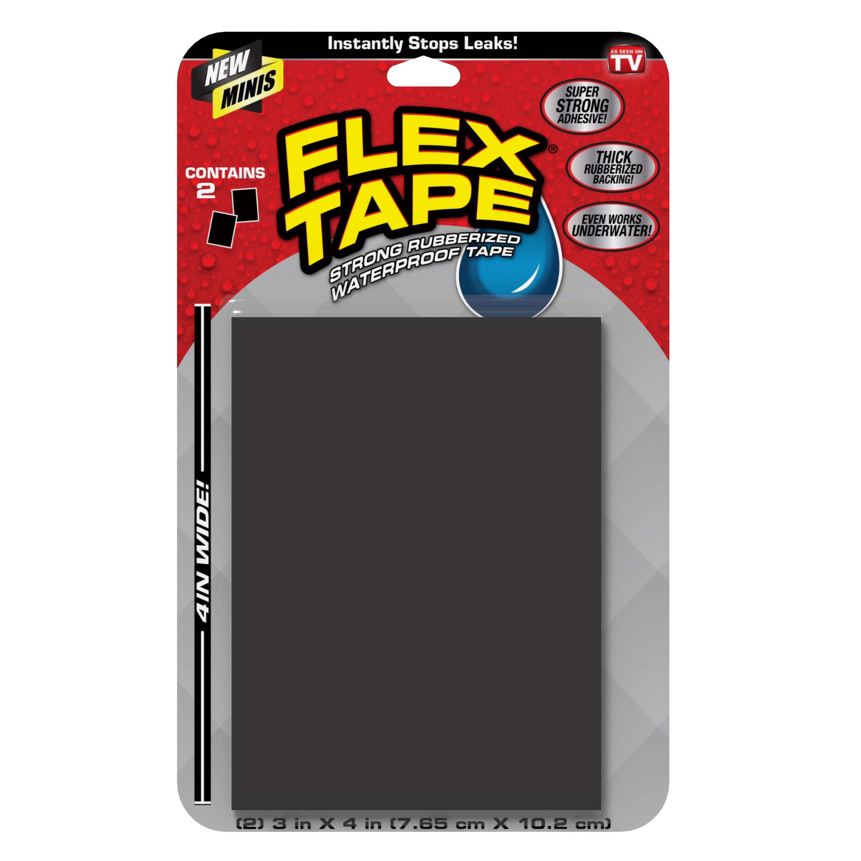 Flex Tape Mini Black Waterproof Rubberized Duct Tape 4-in x 3 Inch(es ...