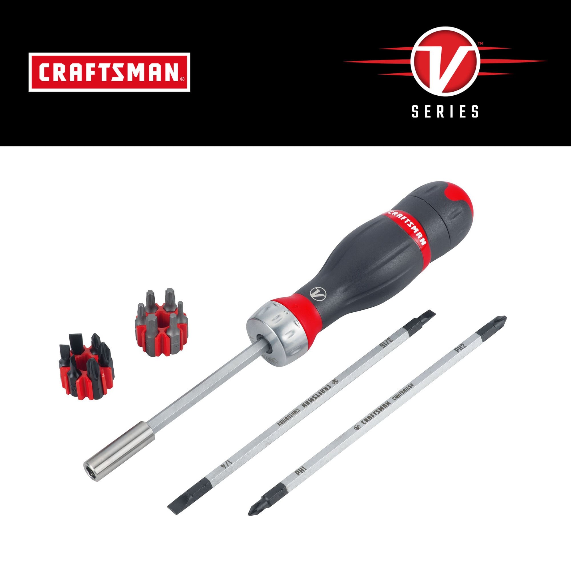 CRAFTSMAN V-Series 18-Piece Bi-material Handle Ratcheting Multi-bit ...