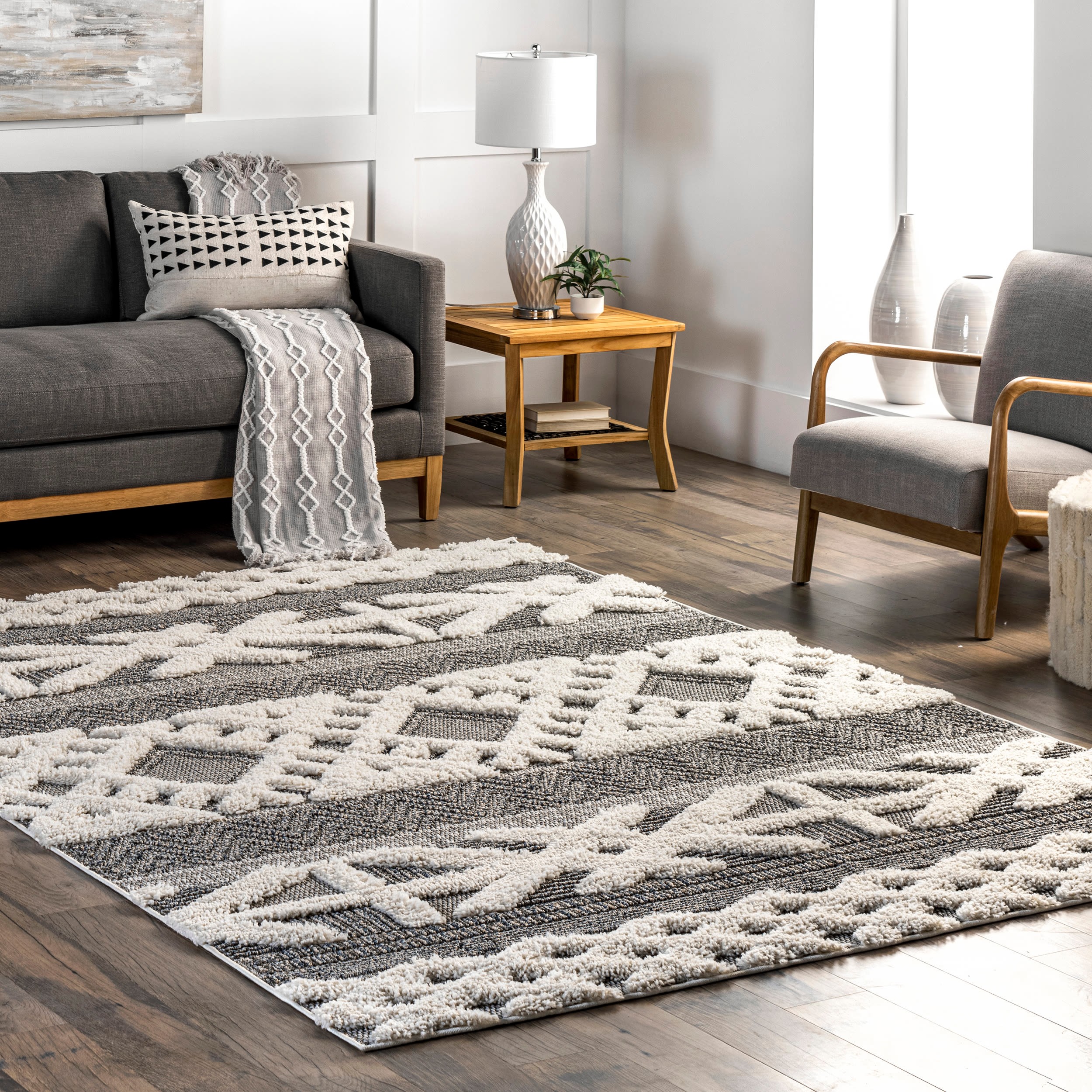 nuLOOM Keyla 7 X 9 (ft) Gray Indoor Geometric Area Rug | OZTT02A-6709 ...
