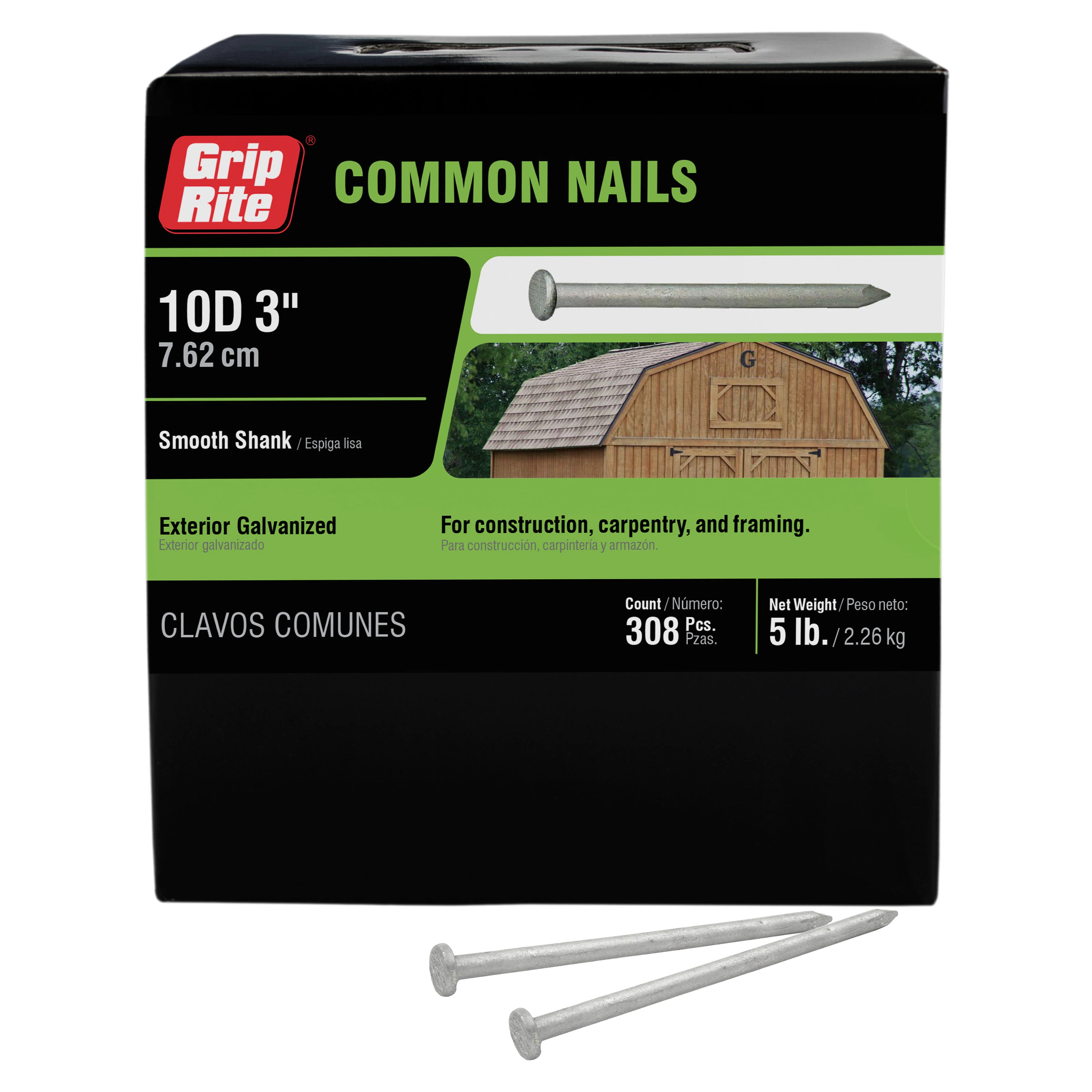 Grip-Rite 3-in 9 -Gauge Hot-dipped galvanized Smooth Shank Common Nails ...