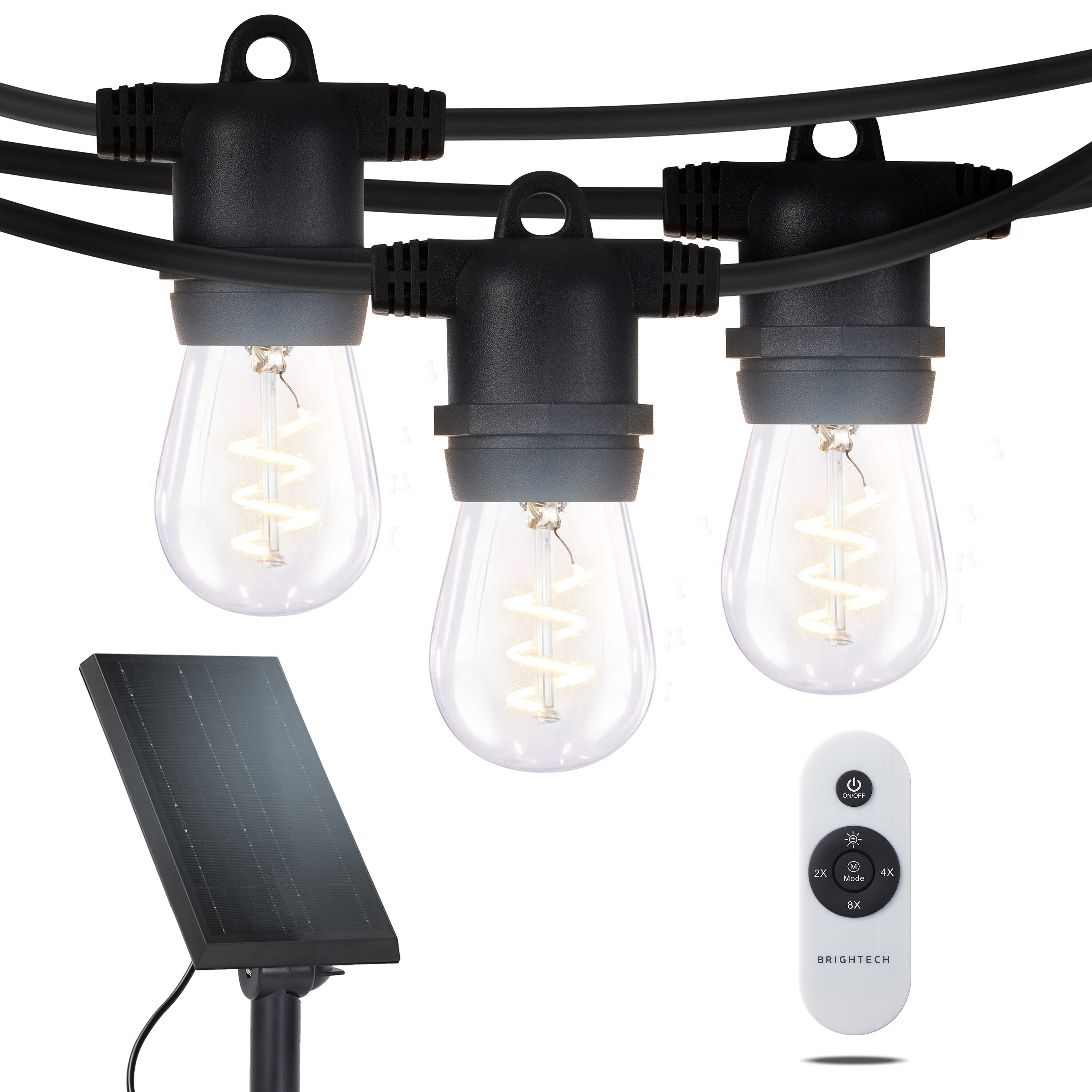 Brightech 48-ft Solar Classic Black Outdoor String Light with 15 White ...