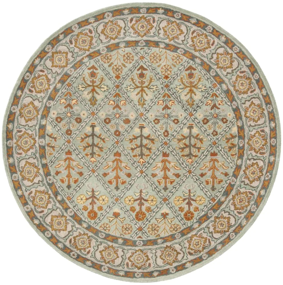 Safavieh Heritage Latur 6 X 6 (ft) Wool Cream/Blue Round Indoor Floral ...