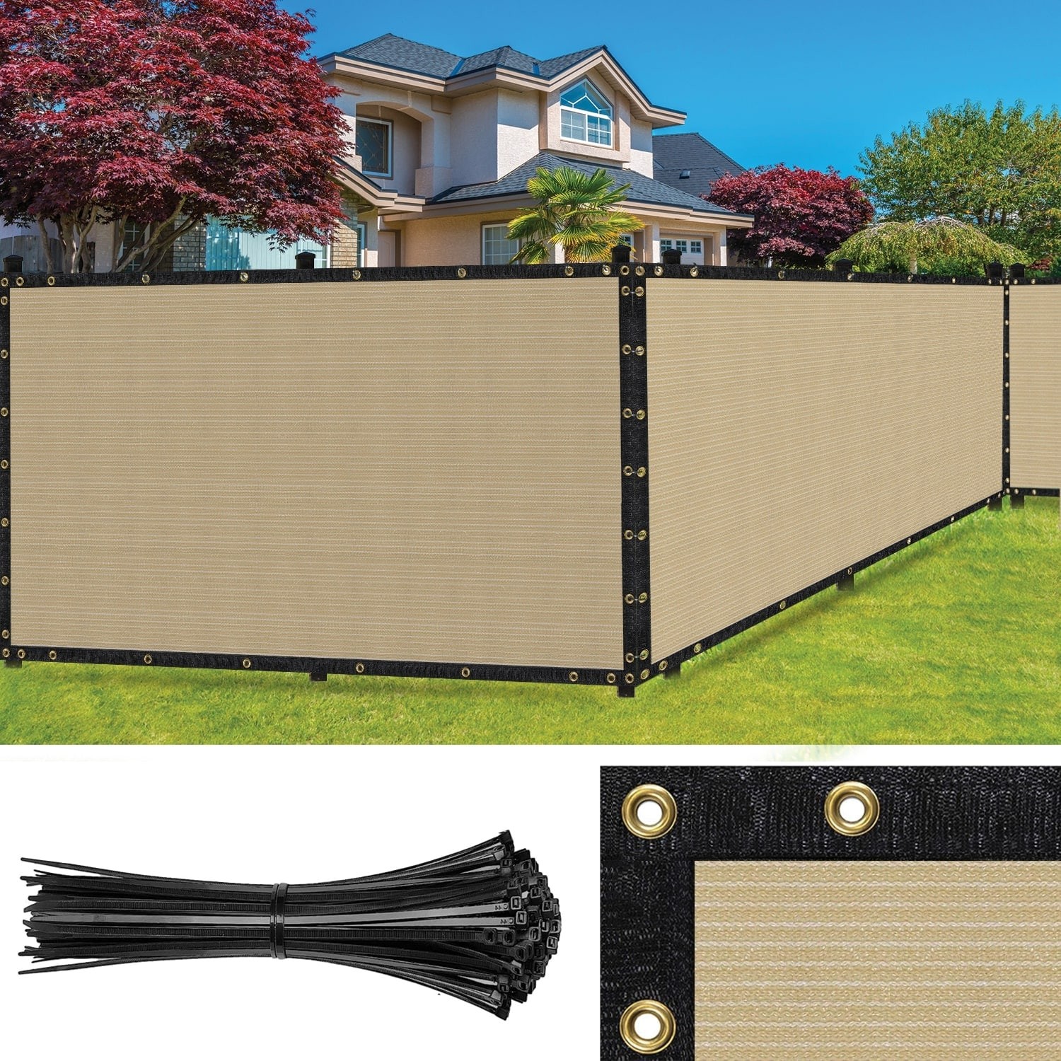 SEALTECH 6-ft H x 10-ft W Beige Polypropylene Fence screen in White ...