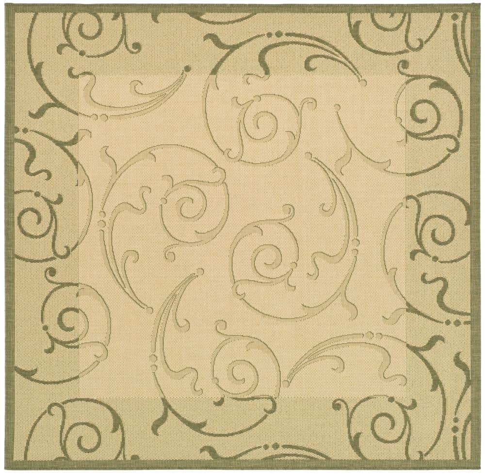 Safavieh Courtyard Scrolls 8 x 8 (ft) Loomed Polypropylene Natural ...