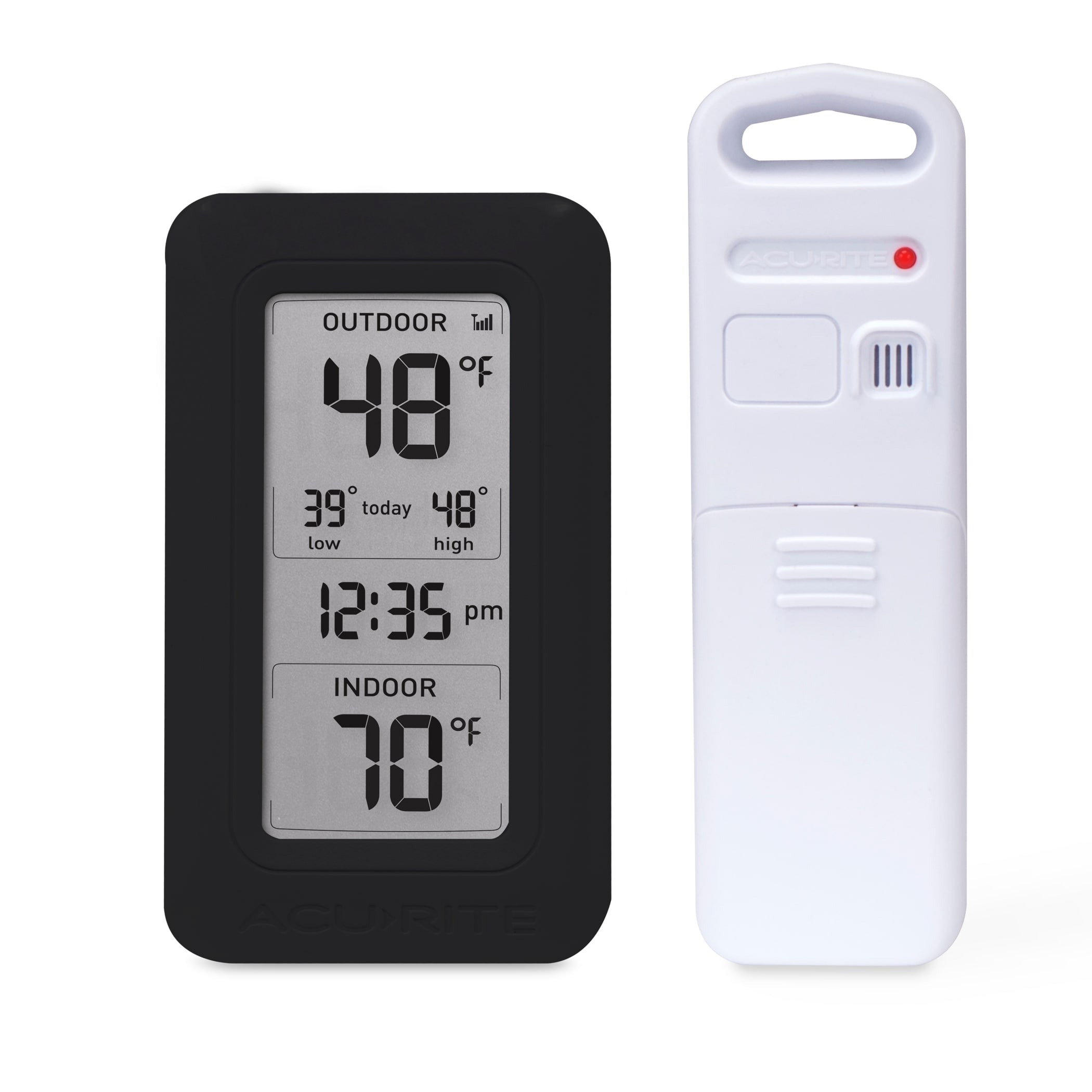 AcuRite Digital Wireless Indoor or Outdoor Black Thermometer with Clock ...