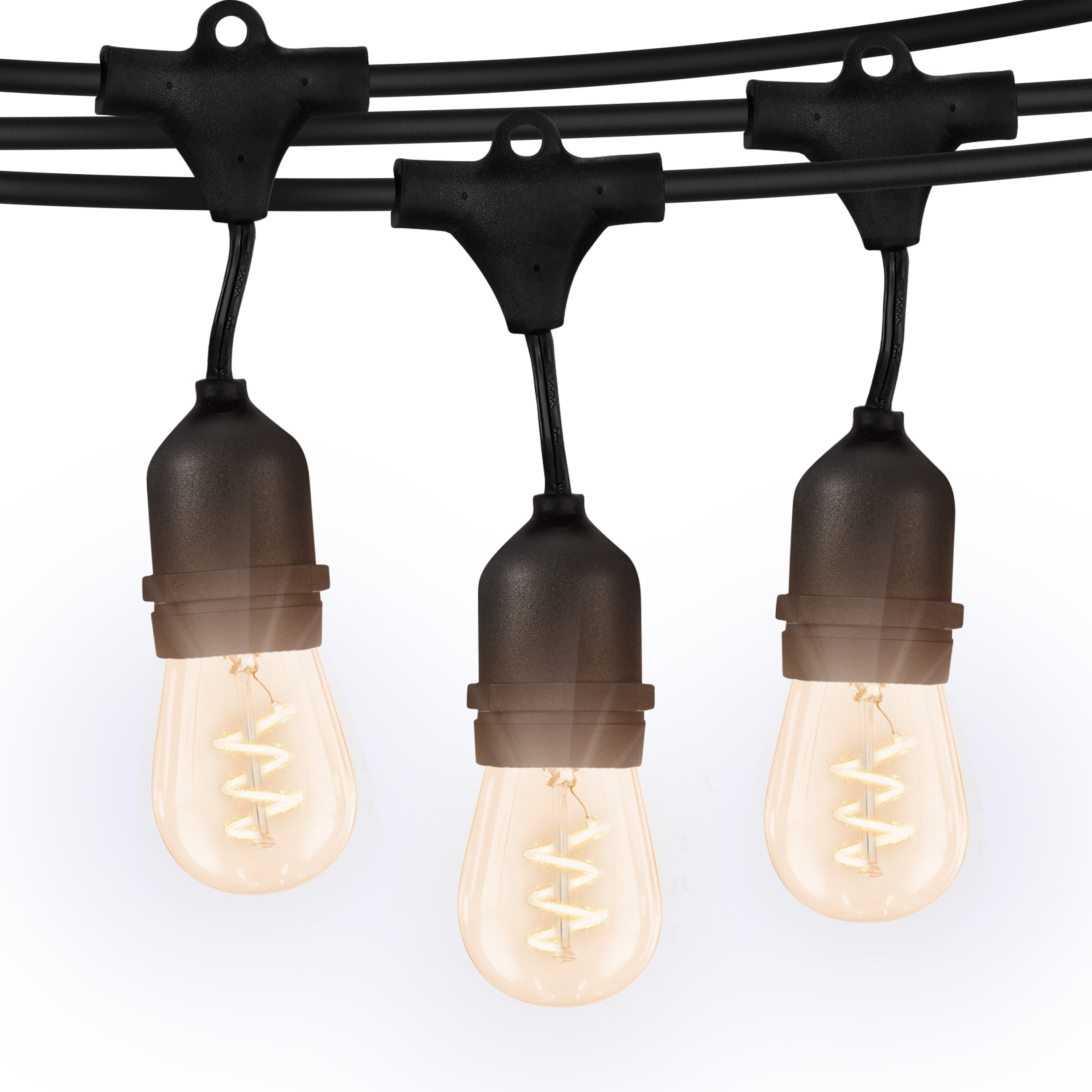 Brightech 48-ft Plug-in Classic Black Outdoor String Light with 15 ...