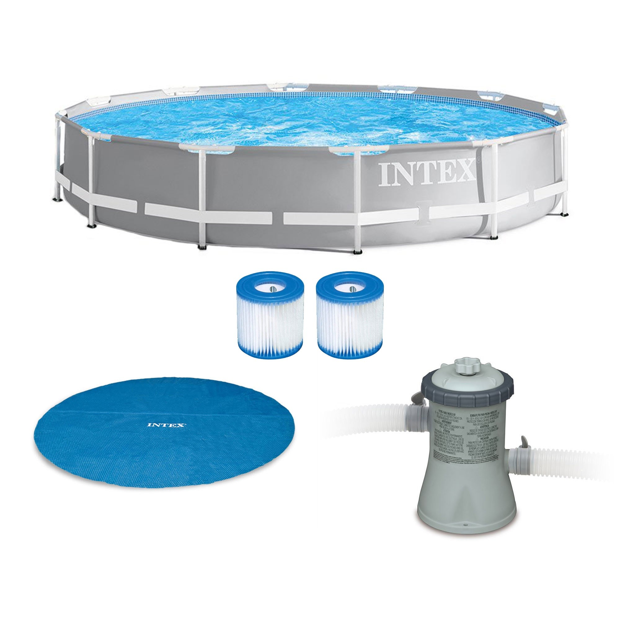 Intex 12-ft x 12-ft x 30-in Metal Frame Round Above-Ground Pool with ...