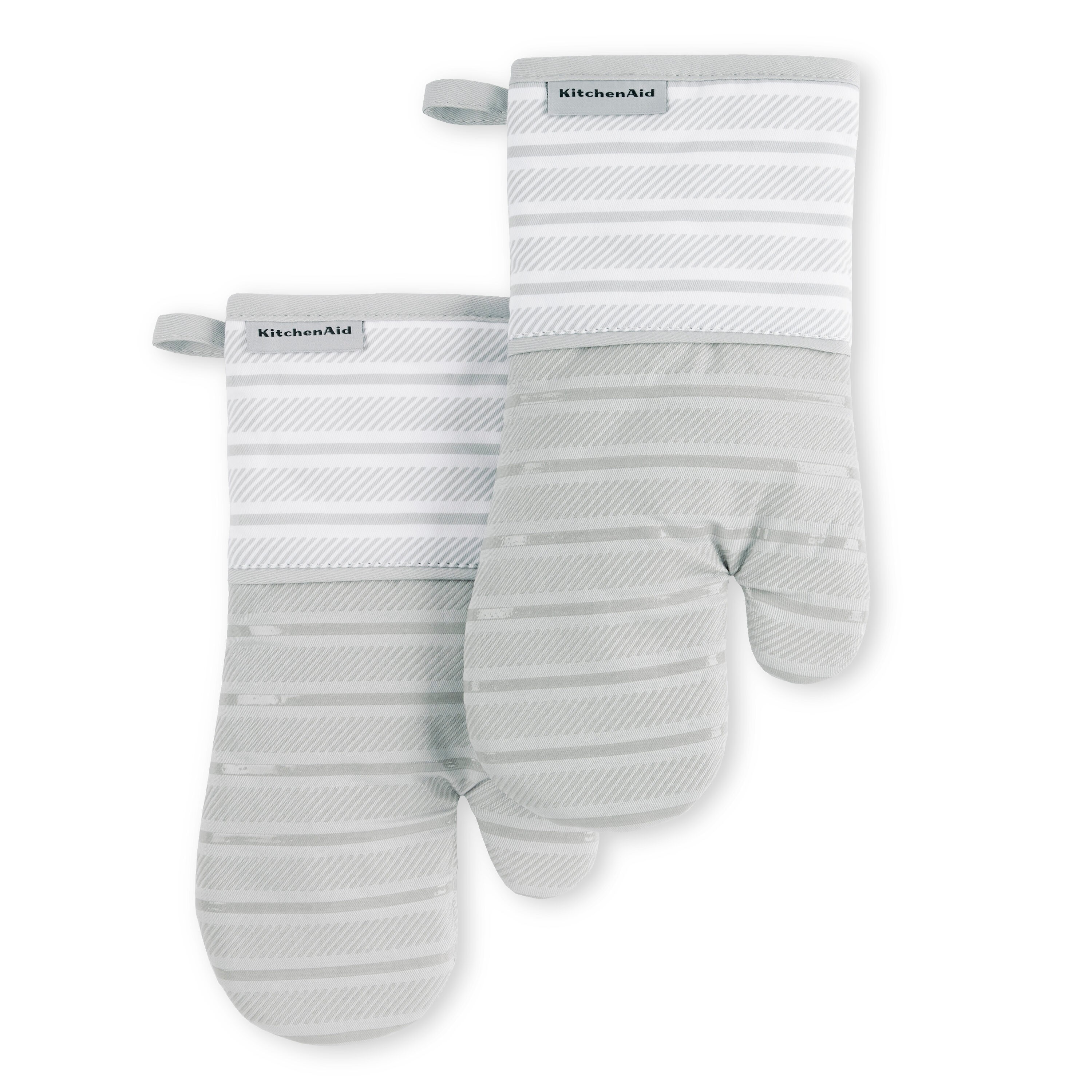 KitchenAid Matte Grey Cotton Oven Mitt Set - Durable and Heat Resistant ...