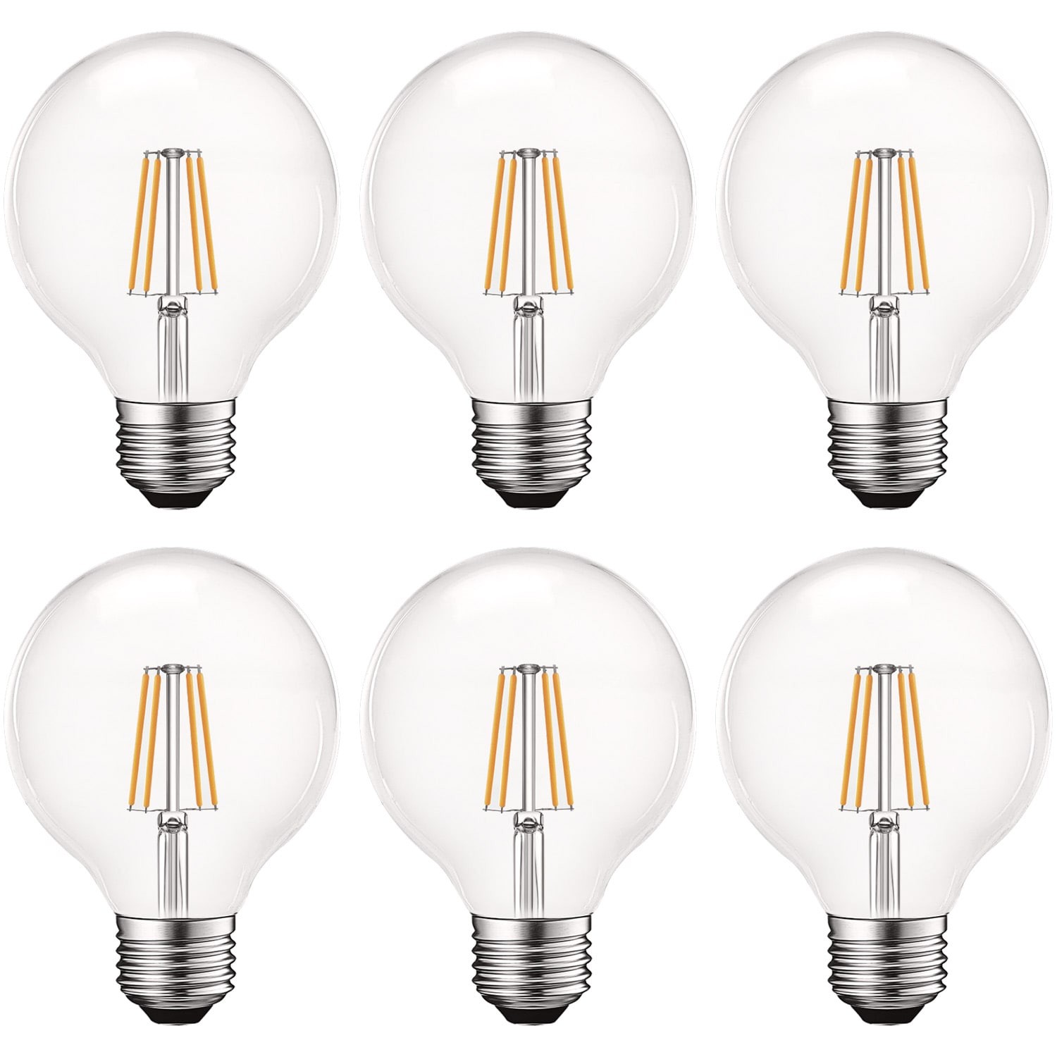 Luxrite 60-Watt EQ G25 Warm White Medium Base (e-26) Dimmable LED Decorative Light Bulb (6-Pack ...
