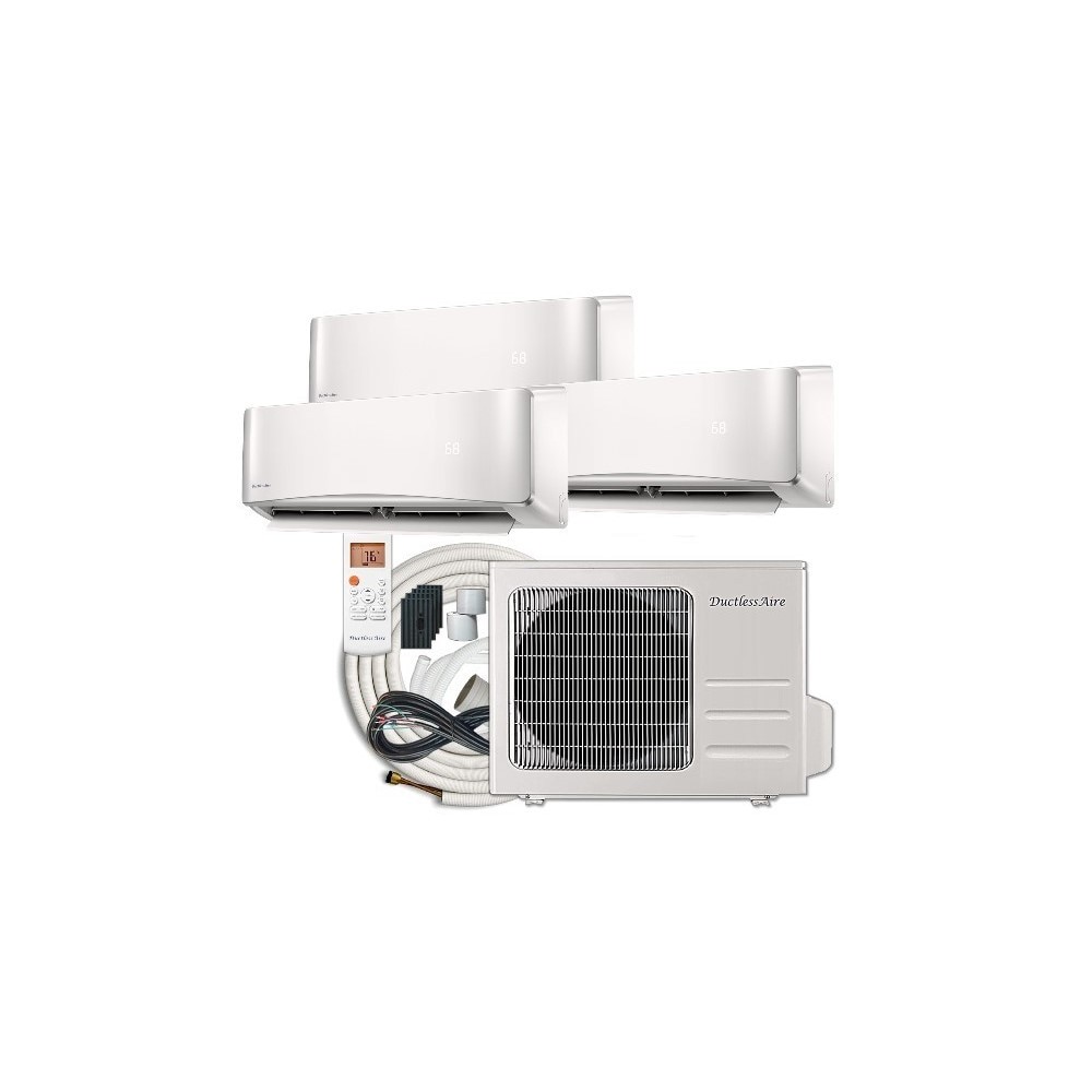 DuctlessAire Triple Zone 27000-BTU 21 SEER Ductless Mini Split Air Conditioner Heat Pump ...