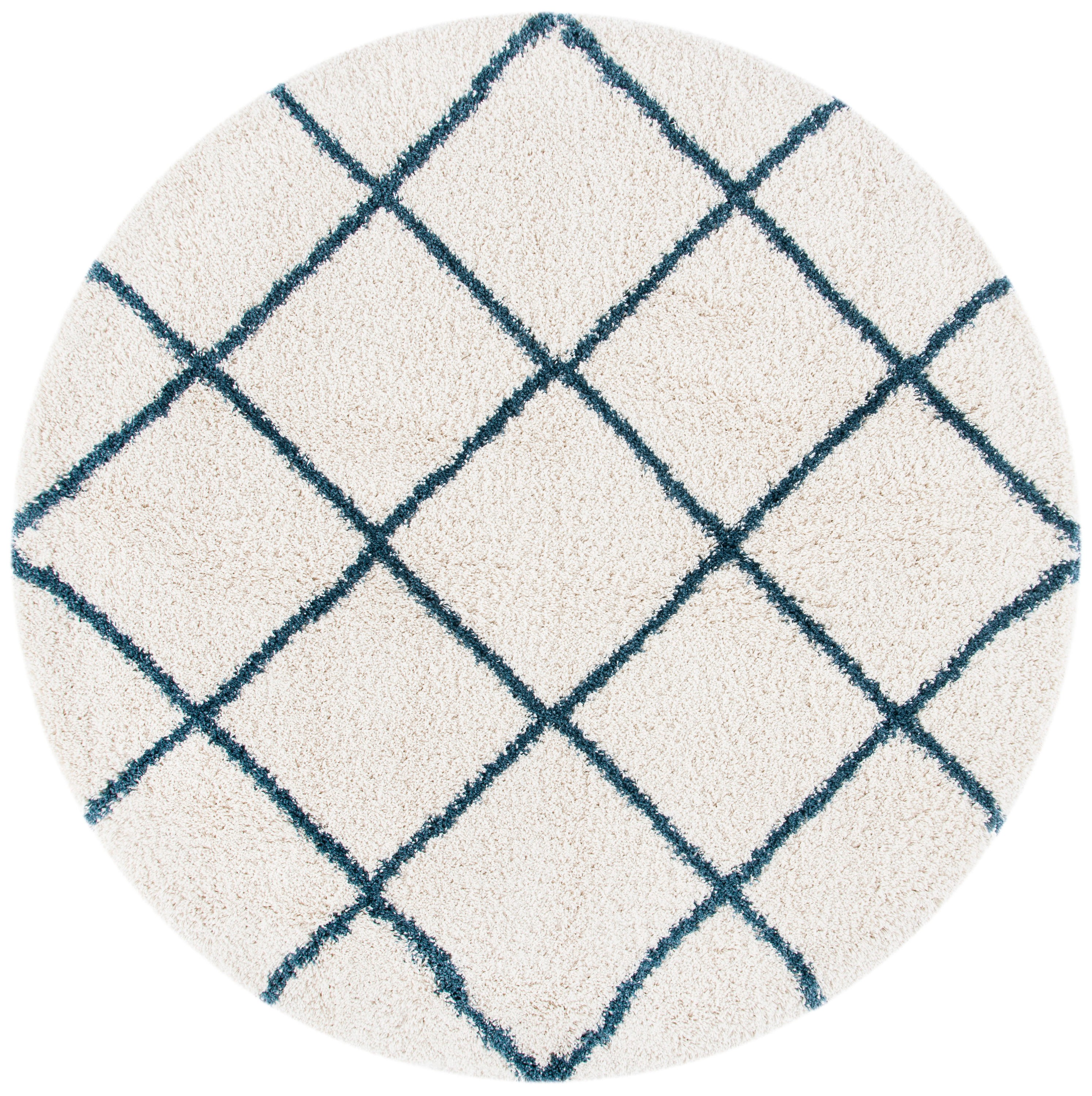 Safavieh Hudson Beckham Shag 7 X 7 (ft) Ivory/Slate Blue Round Indoor ...