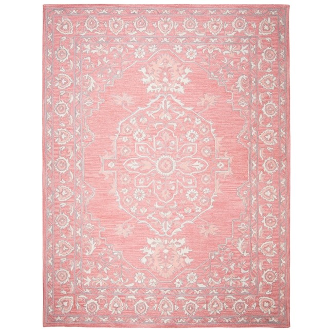 Safavieh Micro-Loop Talis 8 x 10 Wool Pink/Ivory Indoor Floral ...