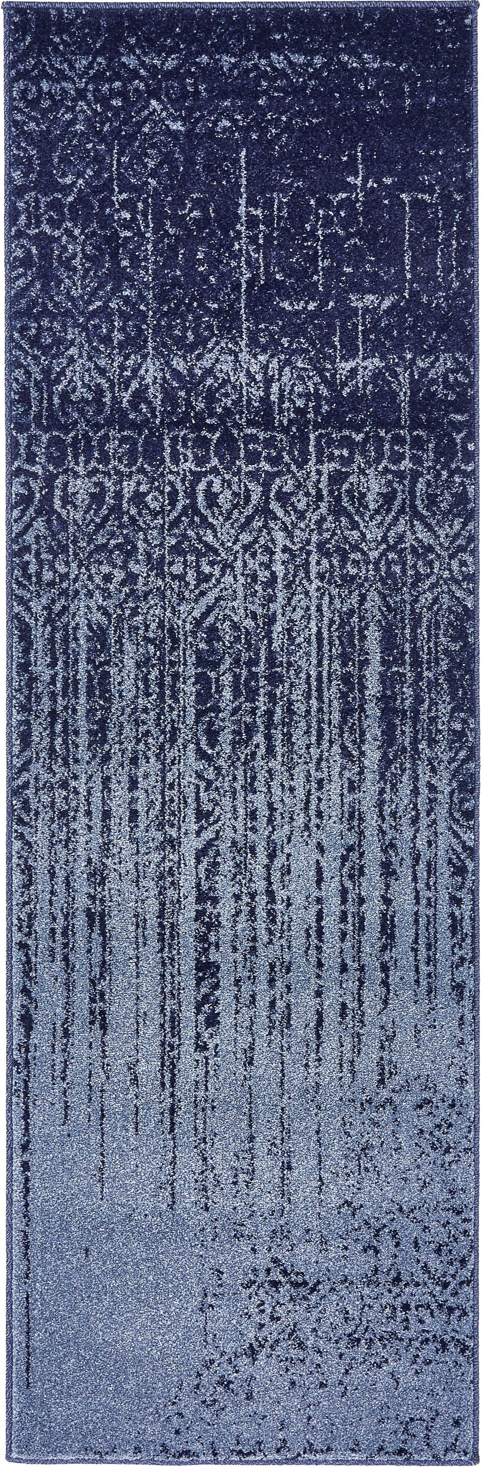 Unique Loom Jennifer Del Mar 2 X 6 (ft) Blue/Navy Blue Indoor Stripe ...