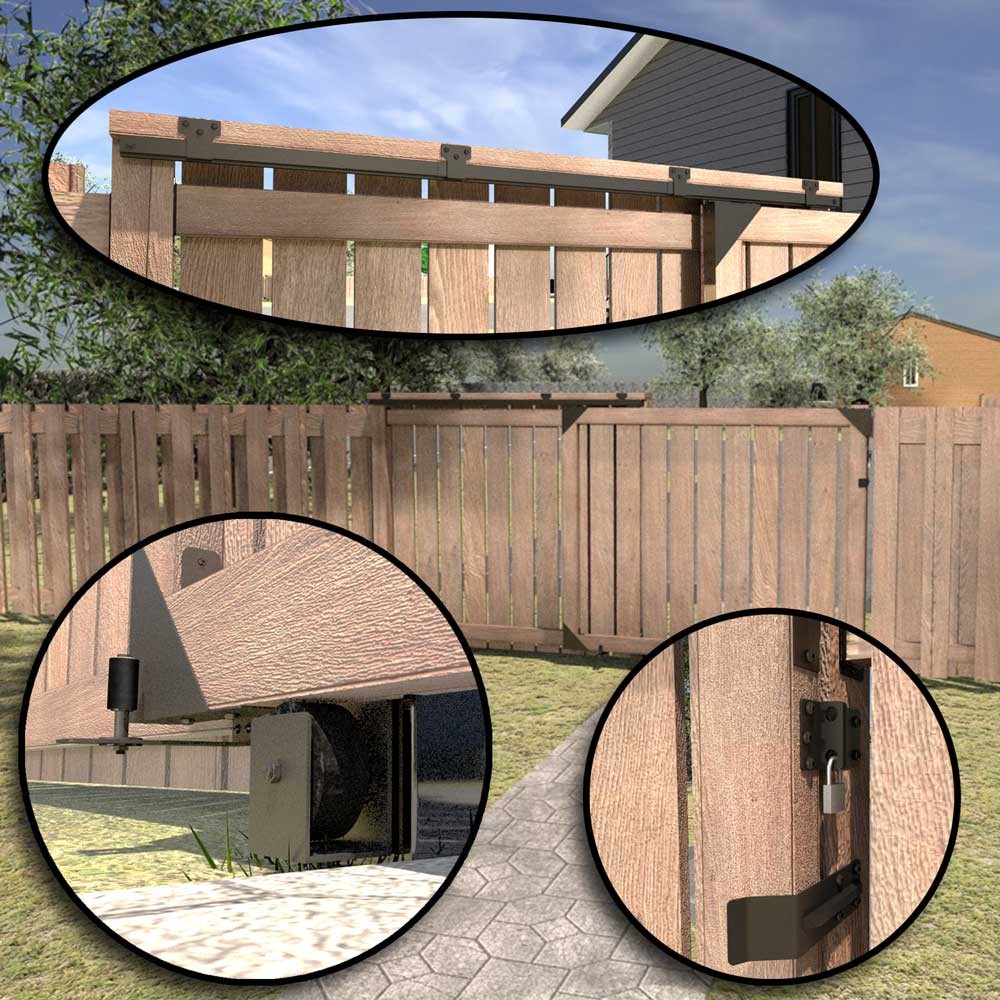 Pylex Sliding Fence Kit Black Steel Gate For Wood fence | 11057 Deals ...