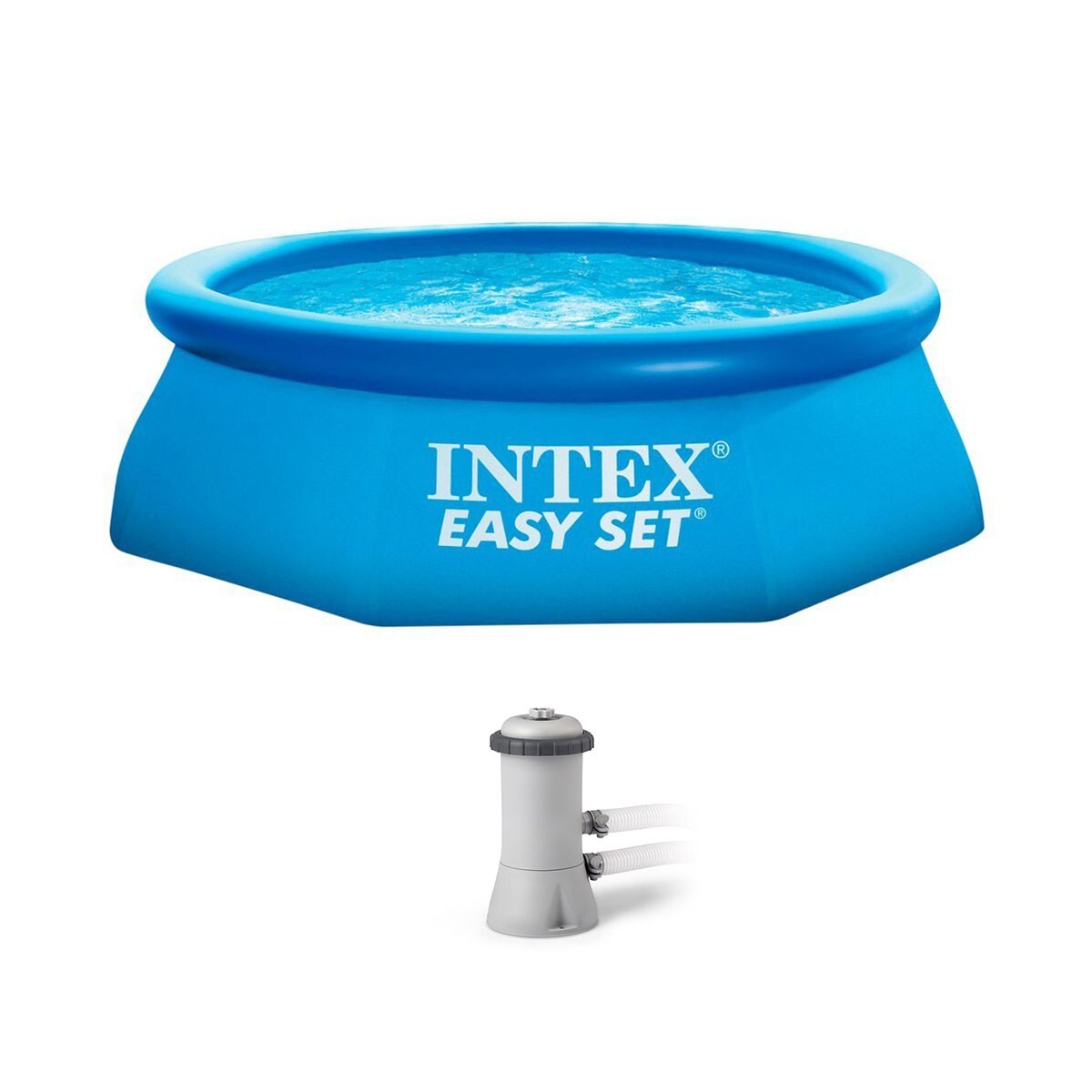Intex 8-ft x 8-ft x 30-in Inflatable Top Ring Round Above-Ground Pool ...