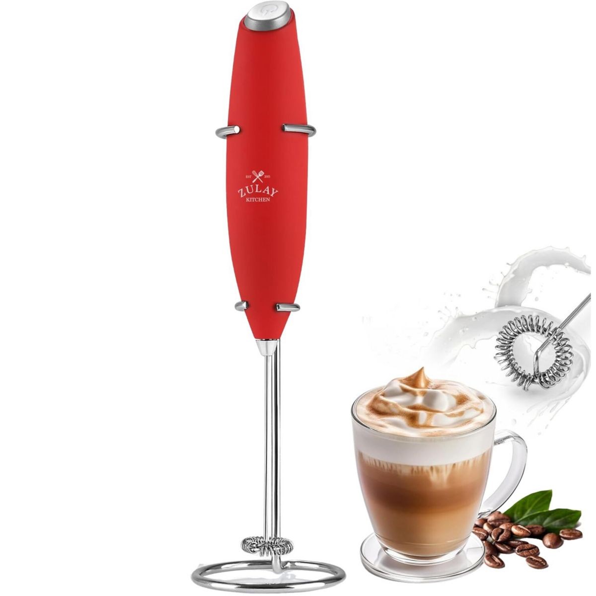 Handheld Milk Frother Stainless Steel Single Whisk with Stand Deals and ...