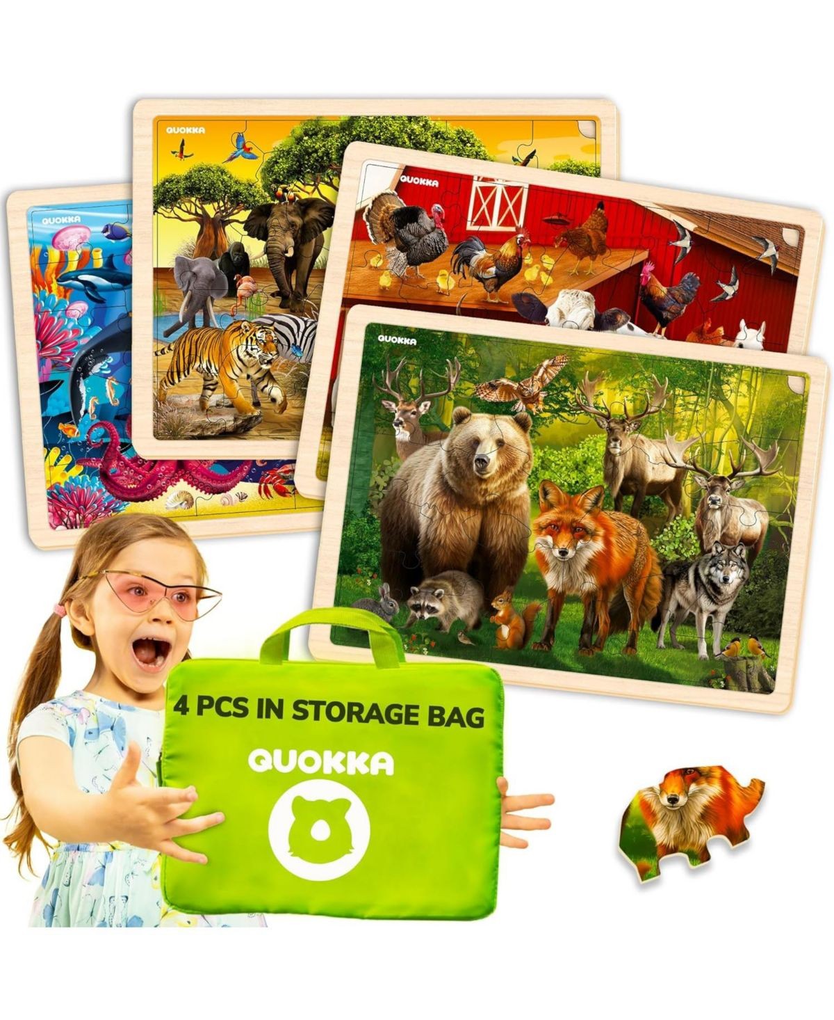 4 x 48 Wooden Toddler Realistic Montessori Puzzles Ages 3-5 Deals and ...