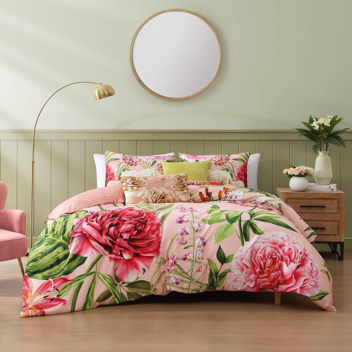Spring Forever Bedding 100% Cotton Sateen 5 Piece Queen Size Reversible ...