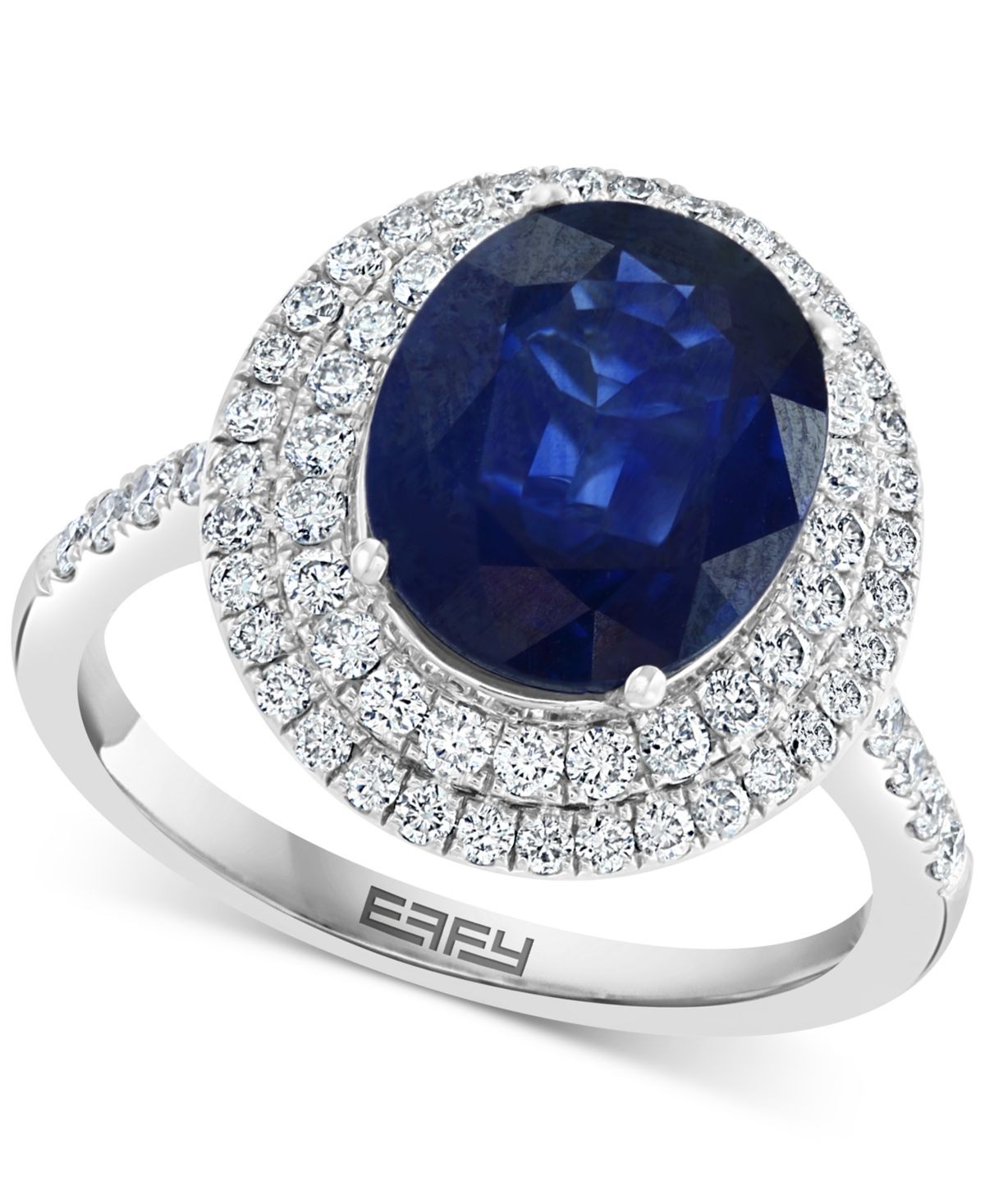 EFFY® Sapphire (4-1/4 ct. t.w.) & Diamond (5/8 ct. t.w.) Double Halo ...