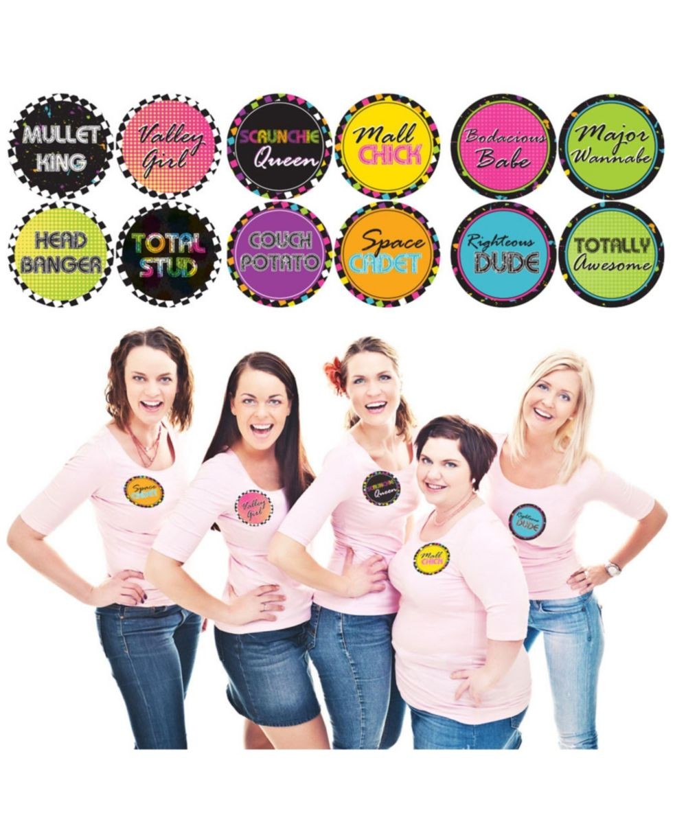 80's Retro - Totally 1980s Funny Name Tags - Party Badges Sticker Set ...
