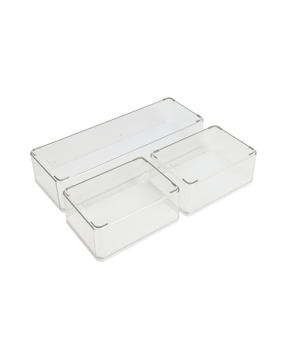 Martha Stewart Grady Set of 3 Plastic Stackable Storage Boxes with ...