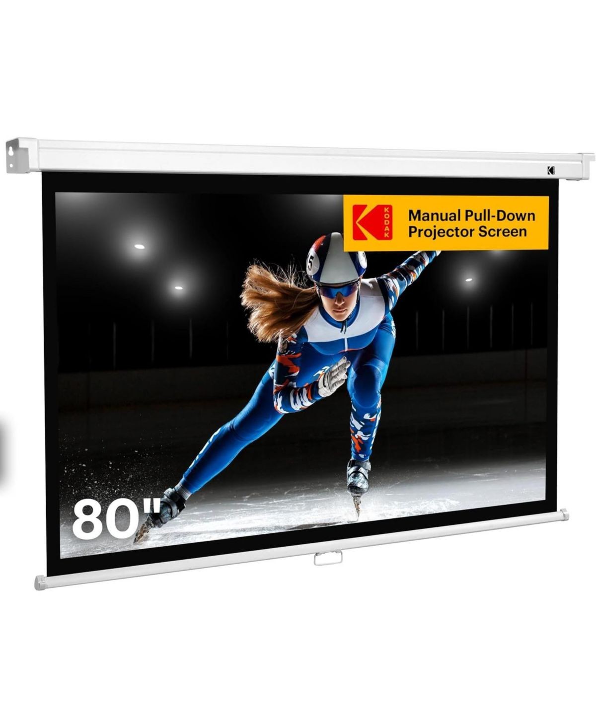 80" Manual Pull Down Projector Screen, Large 16:9 Retractable Projector ...