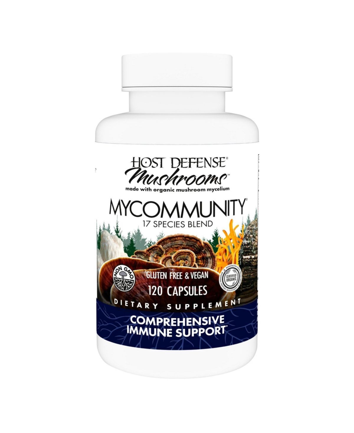 MyCommunity Capsules - 17 Species Blend Mushroom Supplement for Immune Support - Herbal Aid with ...