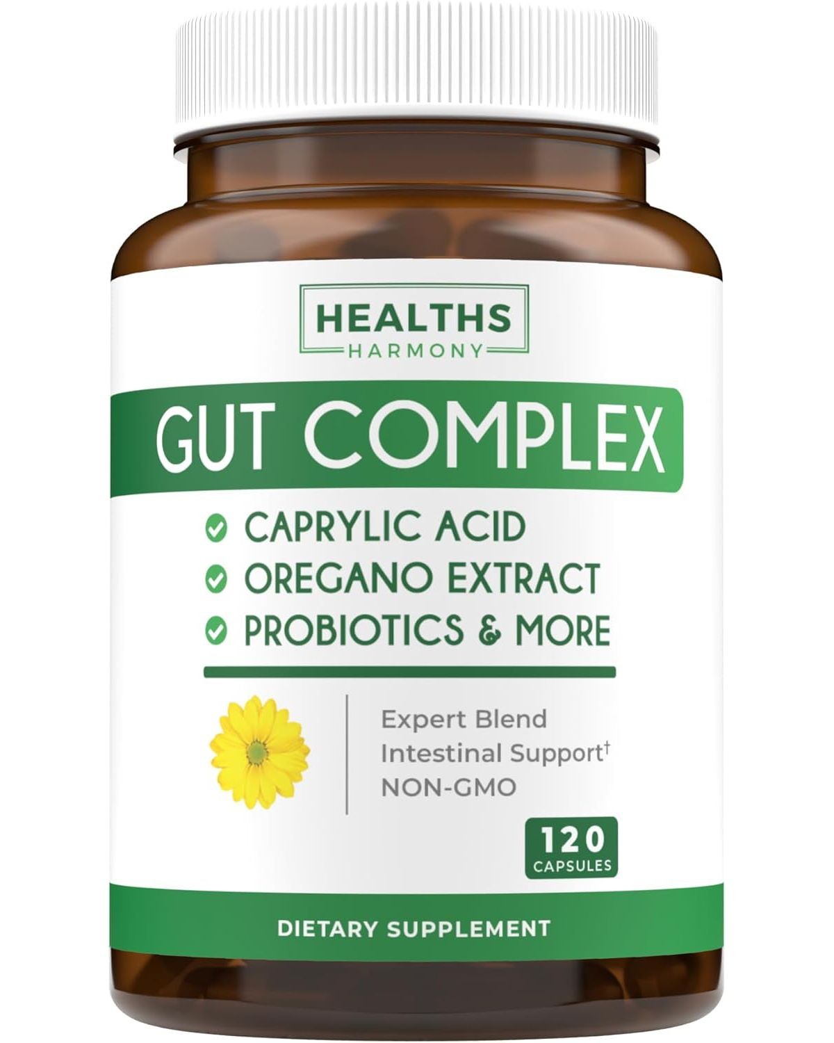Gut Complex with Caprylic Acid, Oregano Leaf, Probiotics Capsules ...