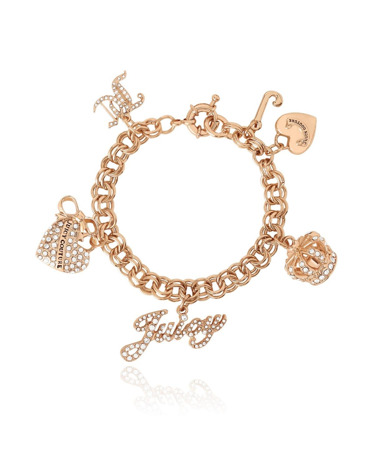 Gold-Tone Charm Bracelet with Pave Accents Deals and Price History at ...