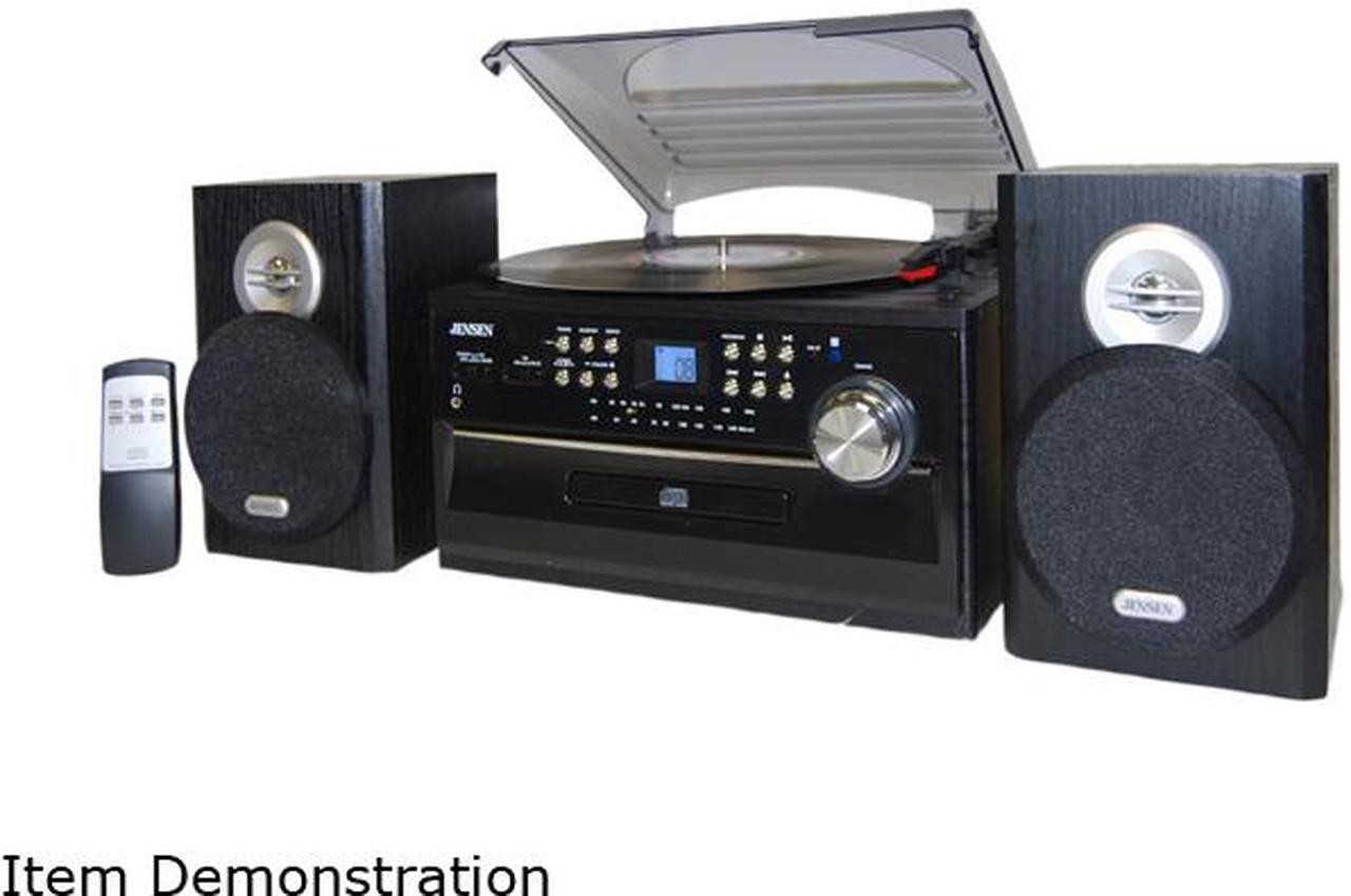 Jensen JTA-475 3-Speed Stereo Turntable with CD System, Cassette and AM ...