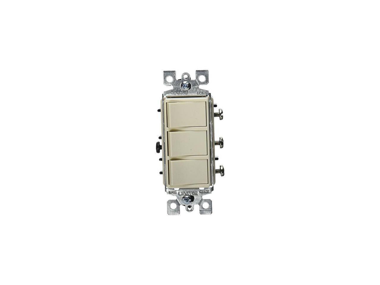 Leviton R66-01755-0TS Decora Triple Rocker Combination Switch, Light ...