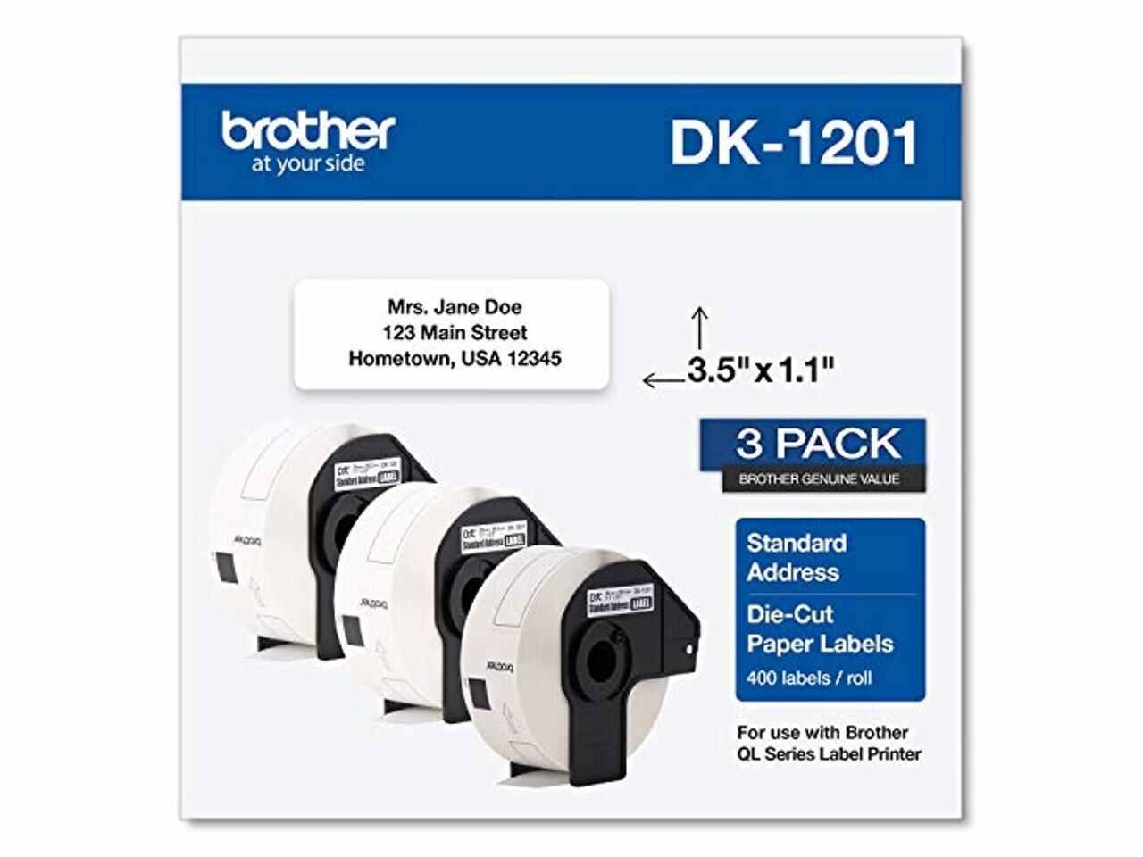 brother genuine dk-1201 die-cut standard address labels - long lasting ...