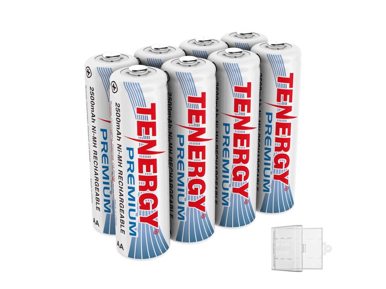 Tenergy 8 Pack Premium Rechargeable AA Batteries, High Capacity 2500mAh ...