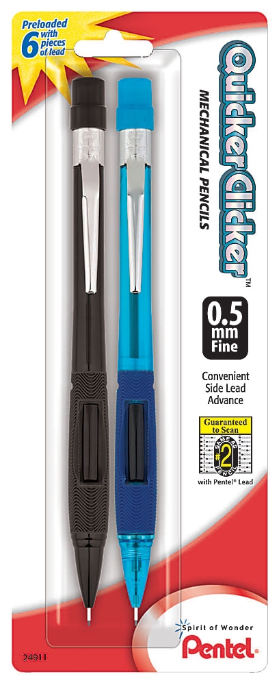 Pentel® Quicker Clicker™ Mechanical Pencil, 0.5mm, #2 Lead, Assorted ...