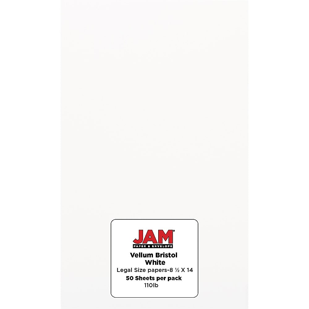 JAM Paper® Vellum Bristol Card Stock, White, Legal (8.5"" x 14""), 110 ...