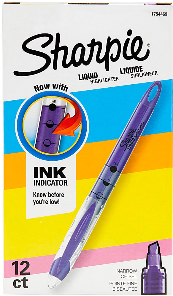 Sharpie® Liquid Accent® Pen-Style Highlighters, Fluorescent Purple, Box ...