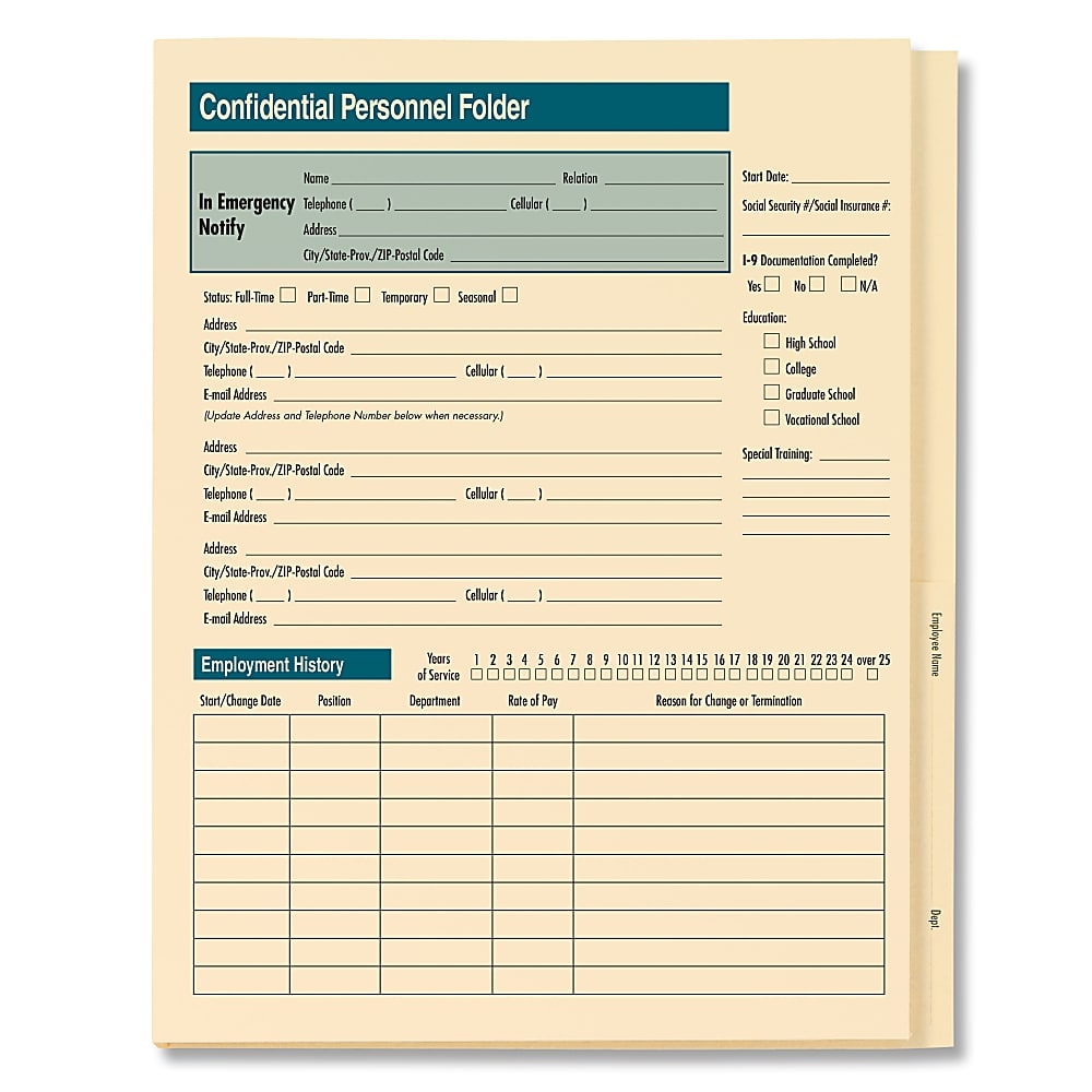 ComplyRight Expandable Confidential Personnel Folders, 9 1/2" x 11 3/4 ...